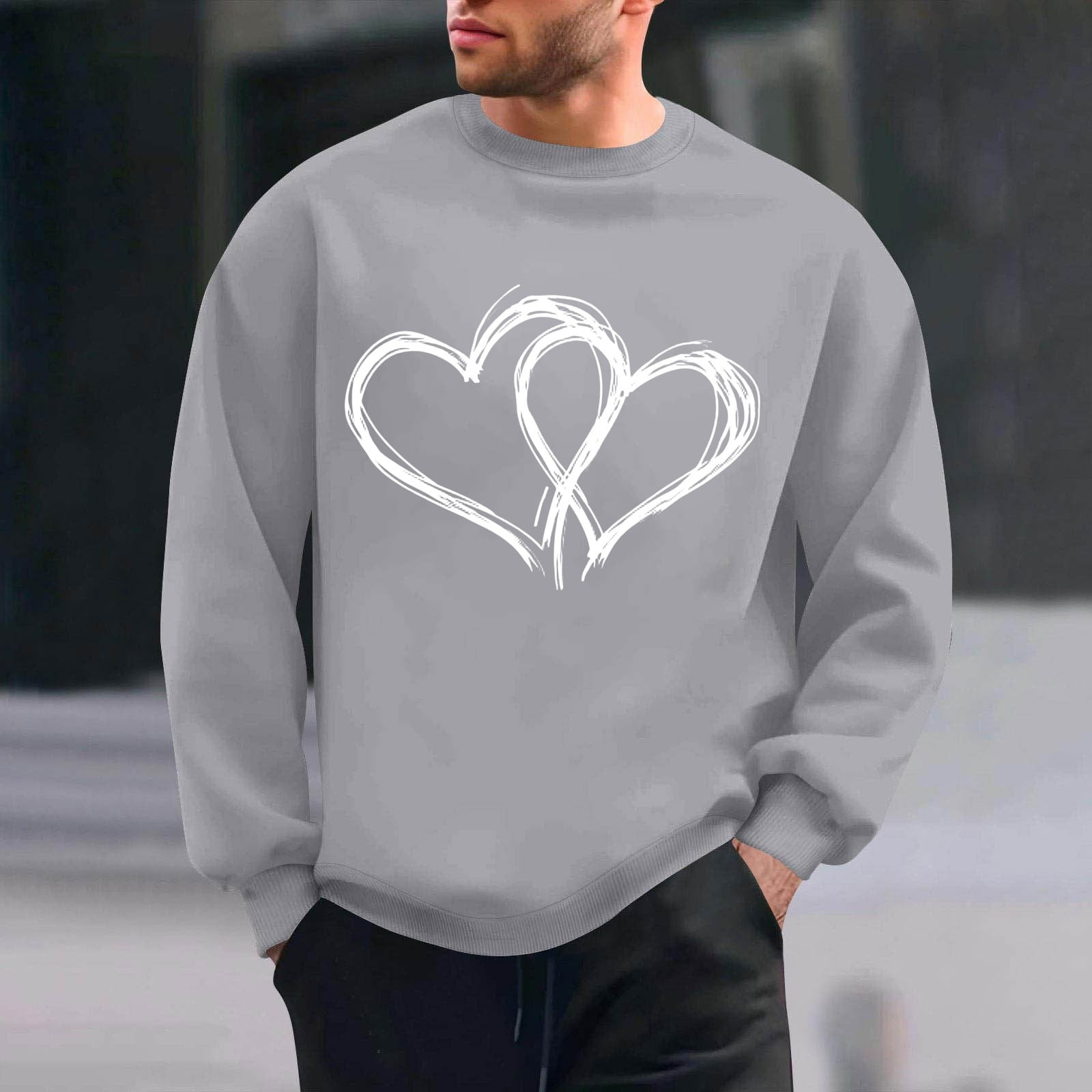 BEFOKA Mens Long Sleeve Shirt Crewneck Sweatshirt Valentine'S Day Love ...