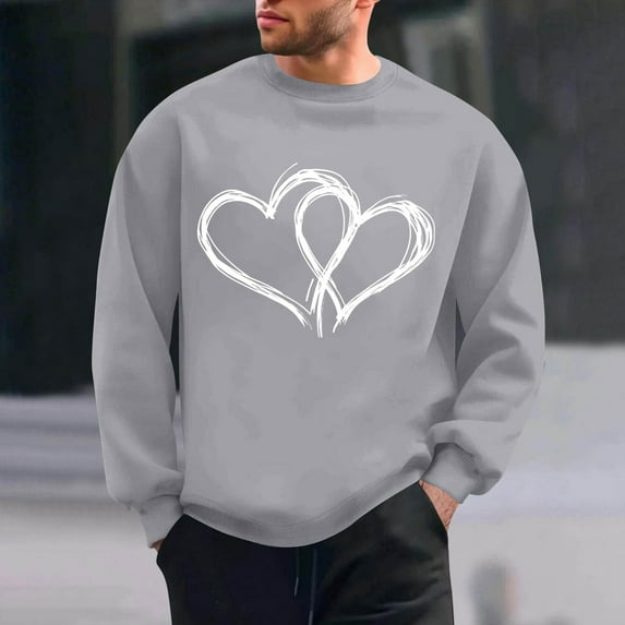 BEFOKA Mens Long Sleeve Shirt Crewneck Sweatshirt Valentine'S Day Love ...