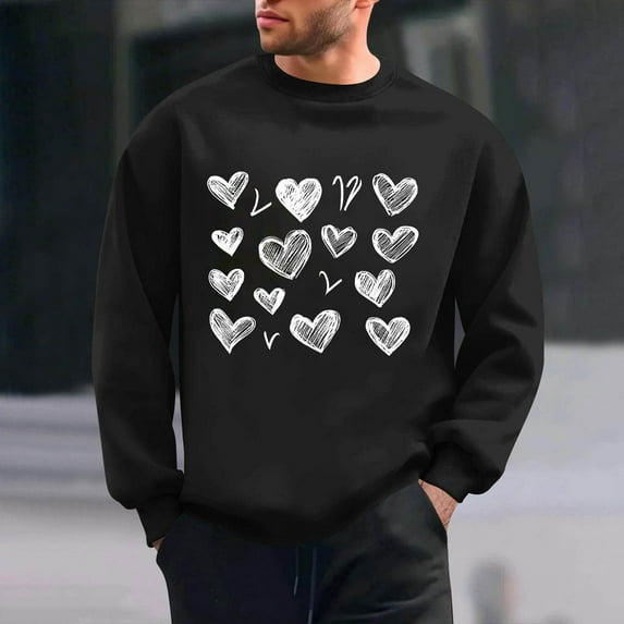 BEFOKA Mens T-Shirts Long Sleeve Crew Neck Sweatshirt For Mens Love ...