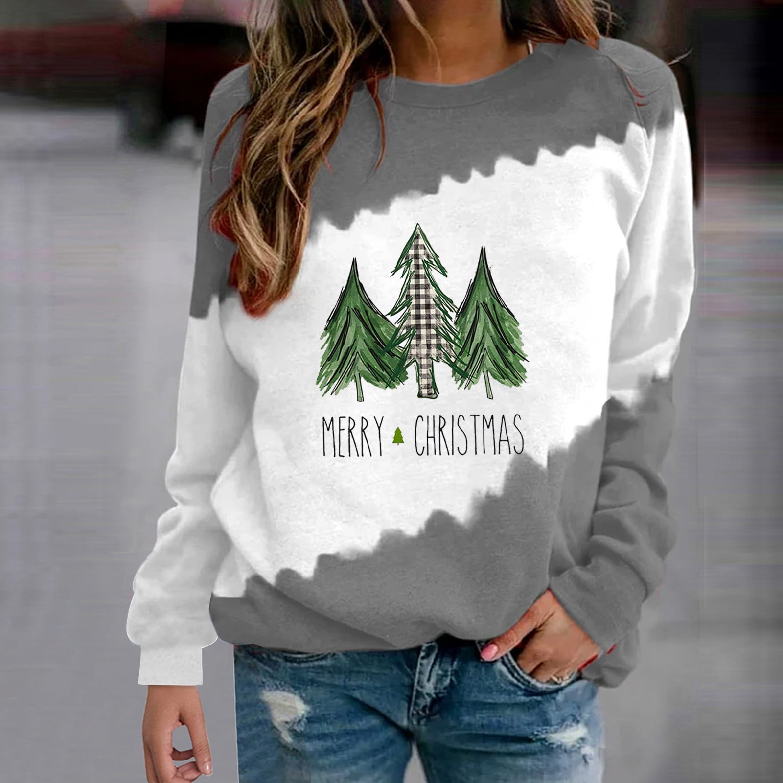 BEFOKA Merry Christmas Graphic Shirts for Women Long Sleeve TShirt ...