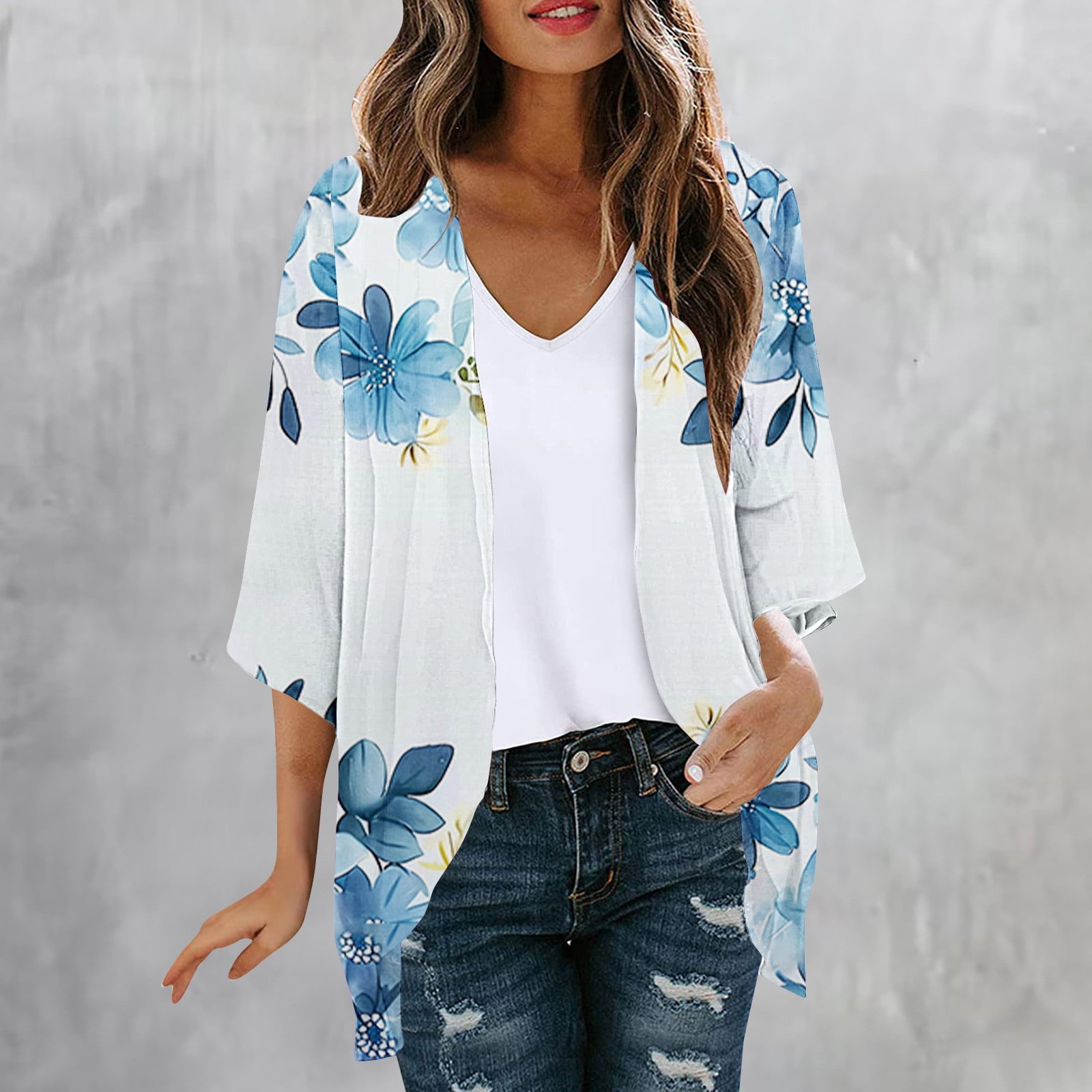 BEFOKA Plus Size Beach Cover Ups for Women 3/4 Length Sleeve Womens ...