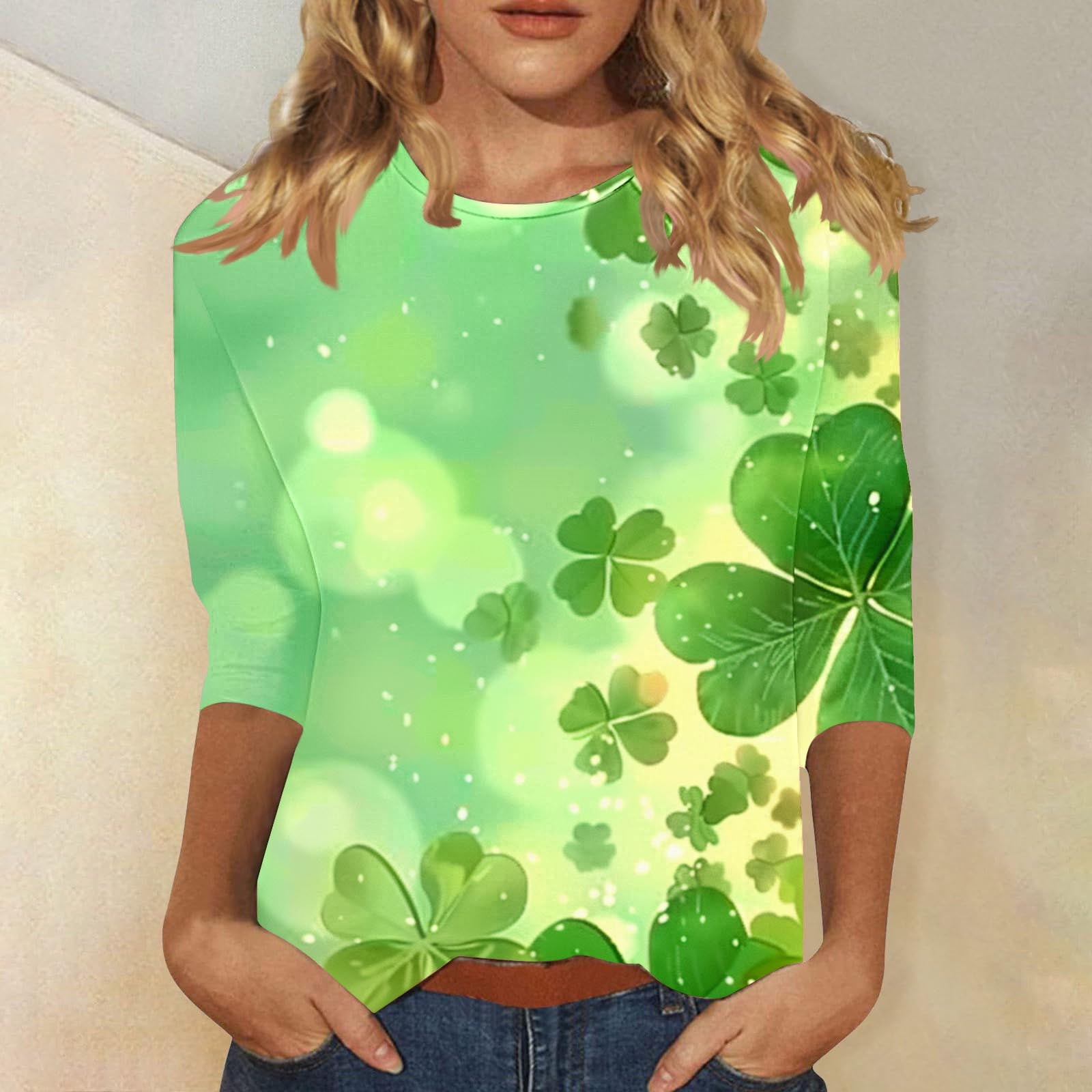 BEFOKA Tshirts Shirts For Women 3/4 Long Sleeve St Patrick'S Day Crew ...