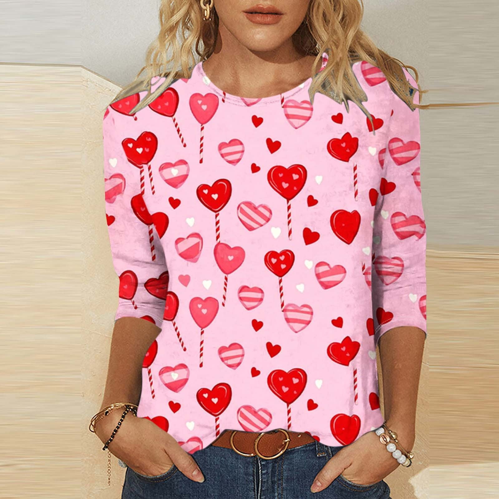 BEFOKA Valentine'S Day Shirts For Women Crewneck Sweatshirt 3/4 Long ...