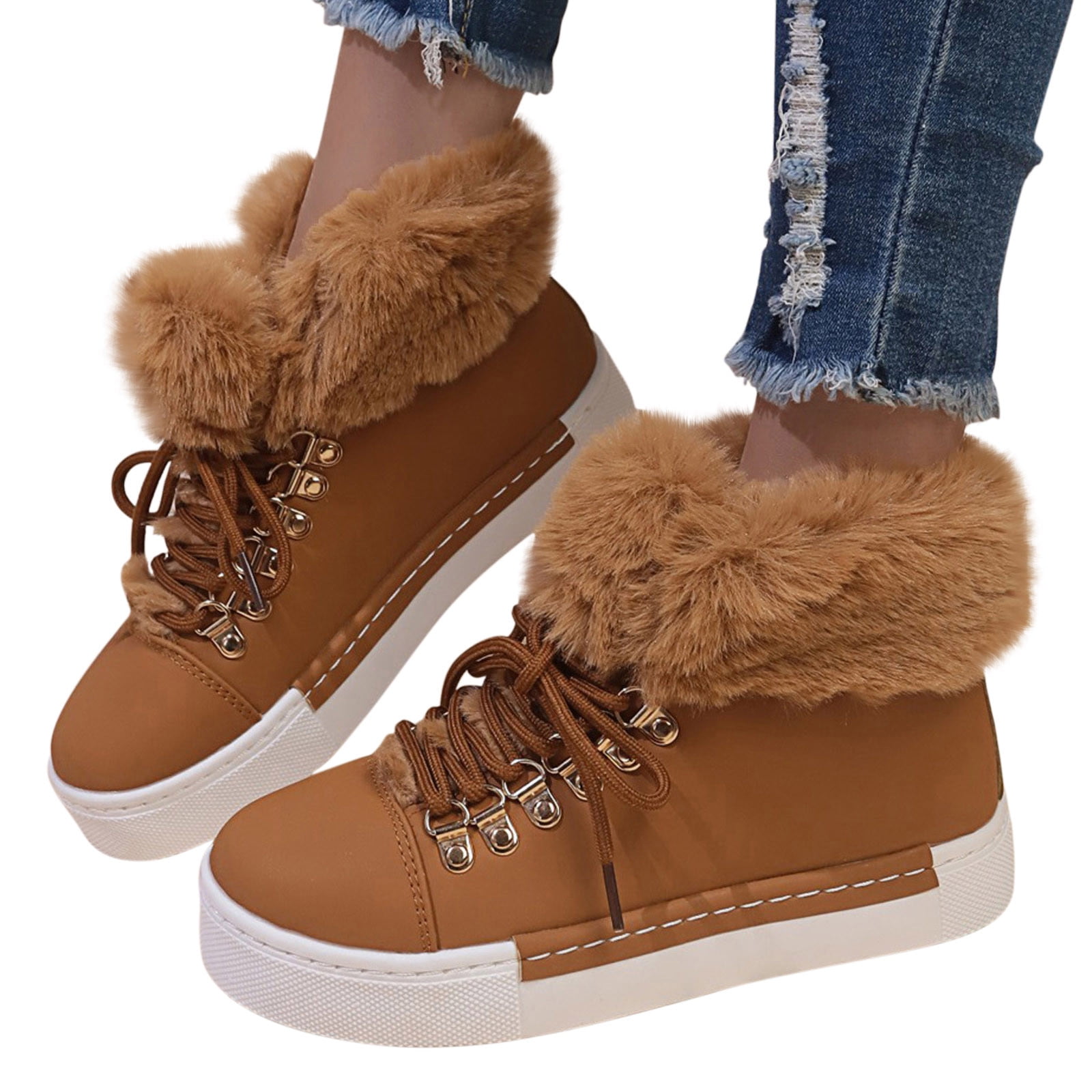 BEFOKA Winter Boots for Women Snow Boots Warm - Low Heel Booties Ankle ...