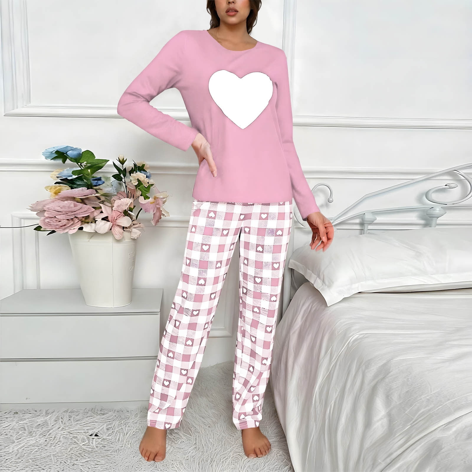 BEFOKA Women Pajamas Sets Pjs Soft Long Sleeve Top And Pantswomens Plus ...