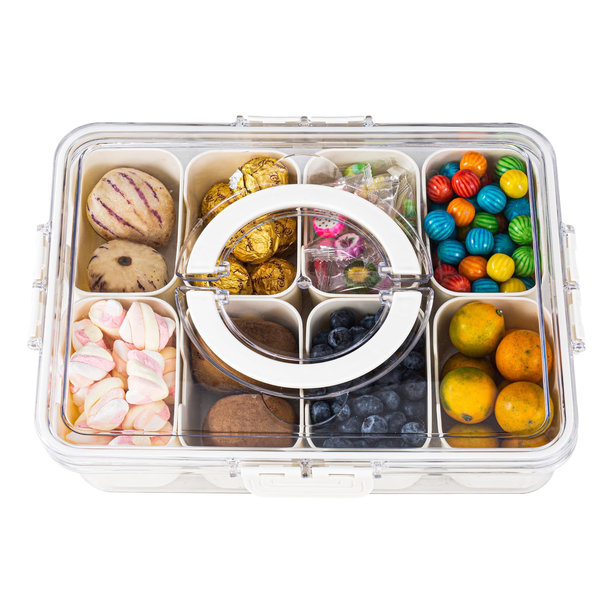 BEFUNZL Divided Serving Tray with Lid and Handle, Portable Snackle Box ...