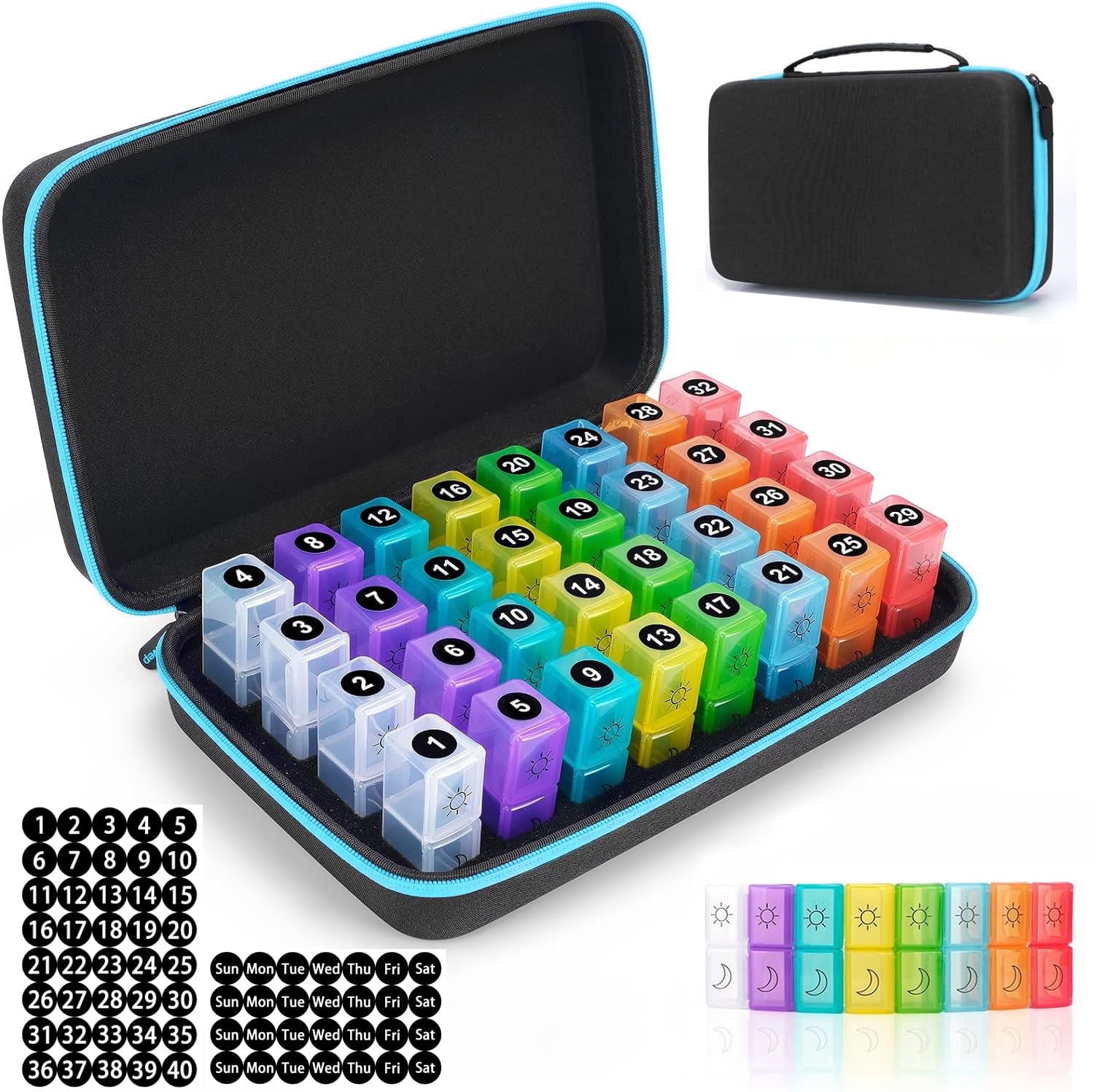 BEFUNZL Monthly Pill Organizer 2 Times a Day, Medicine Organizer Box 32 ...