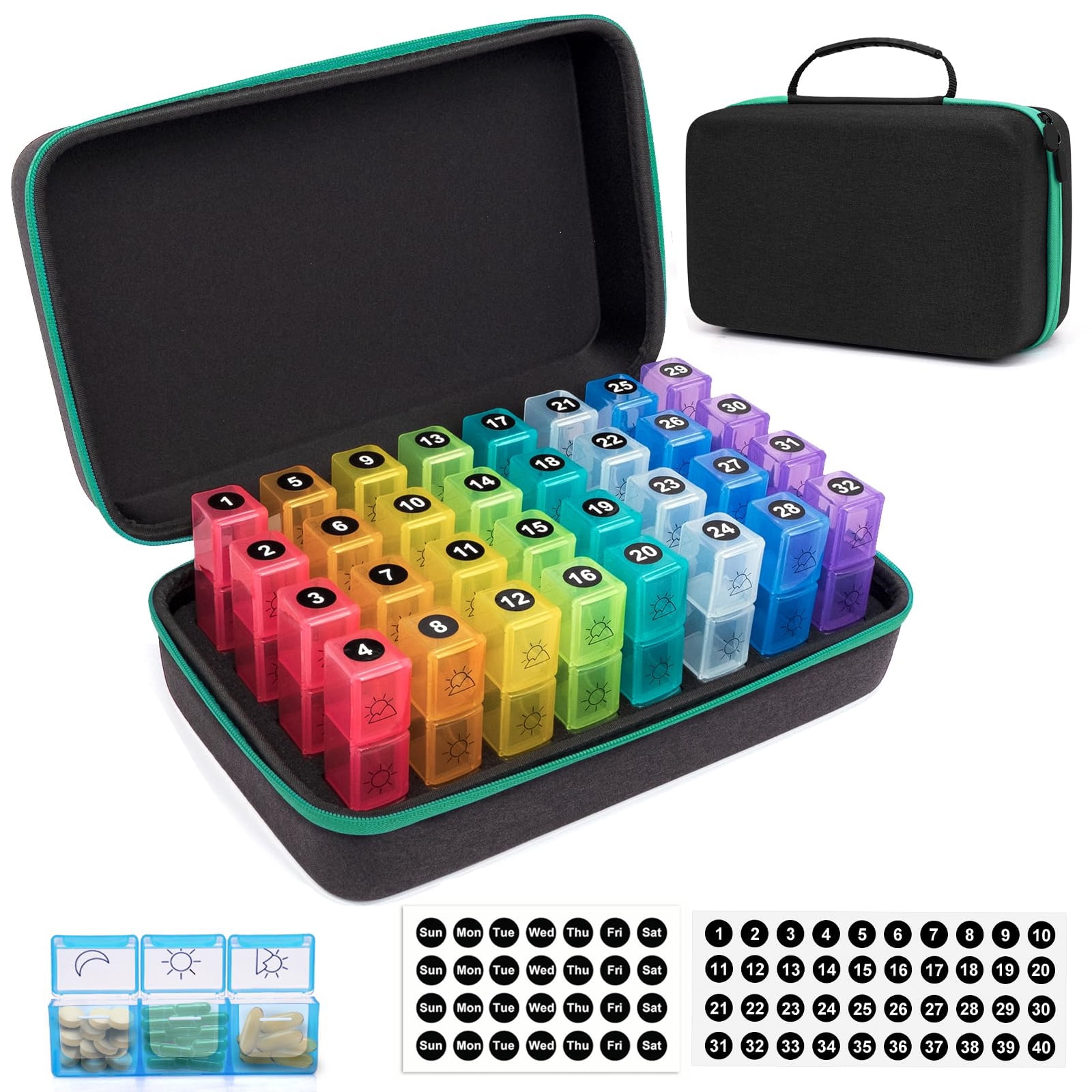"BEFUNZL Pill Organizer, Monthly Pill Manager with 32 Independent Pill ...