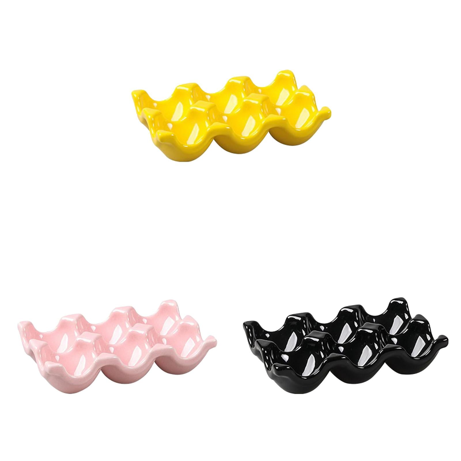 BEGHT 1/2/3Pcs Ceramic Half Dozen Egg Tray Holder for Countertop ...