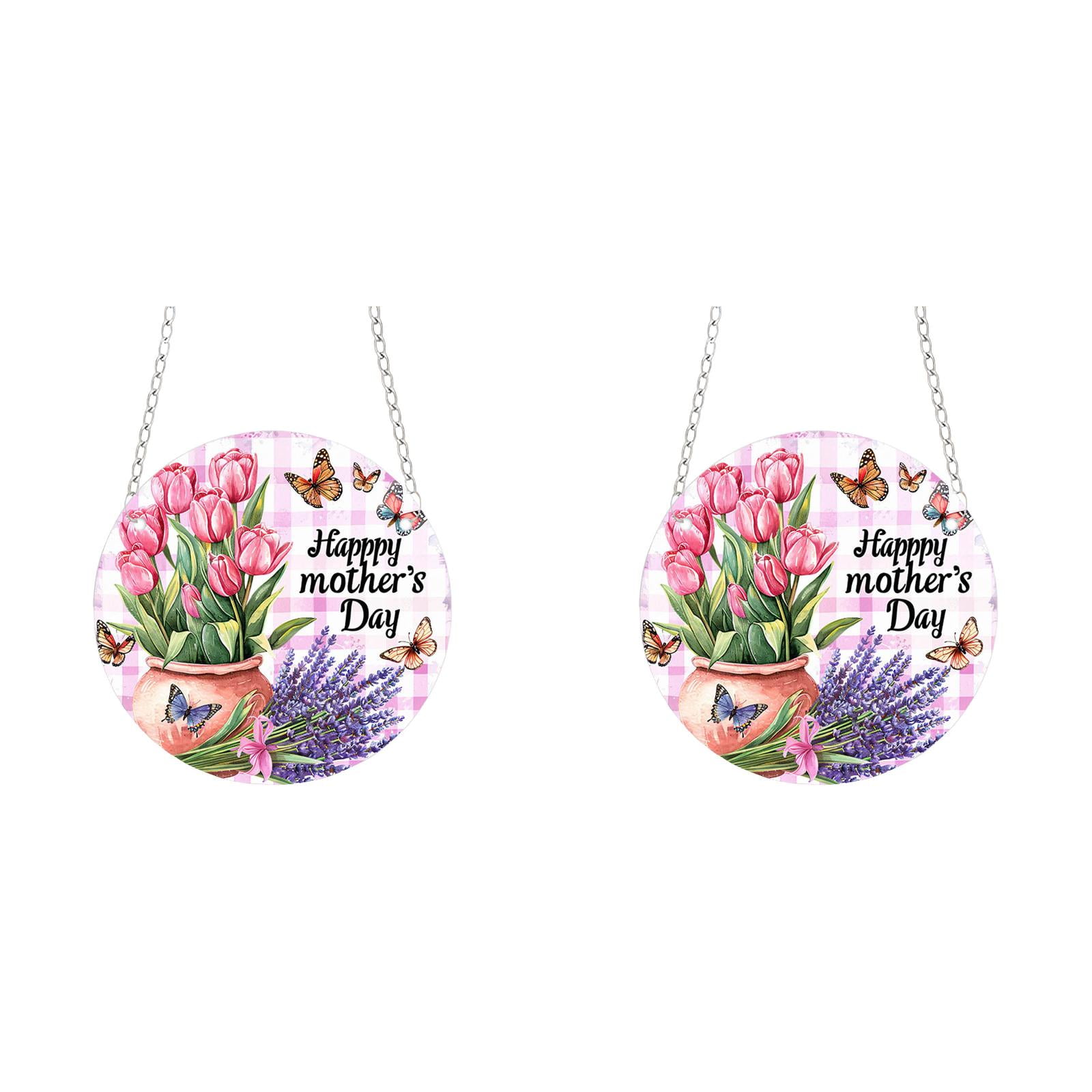 BEGHT 2Pcs Happy Mother's Day Welcome Sign Wreath 7.87 Inch Round ...