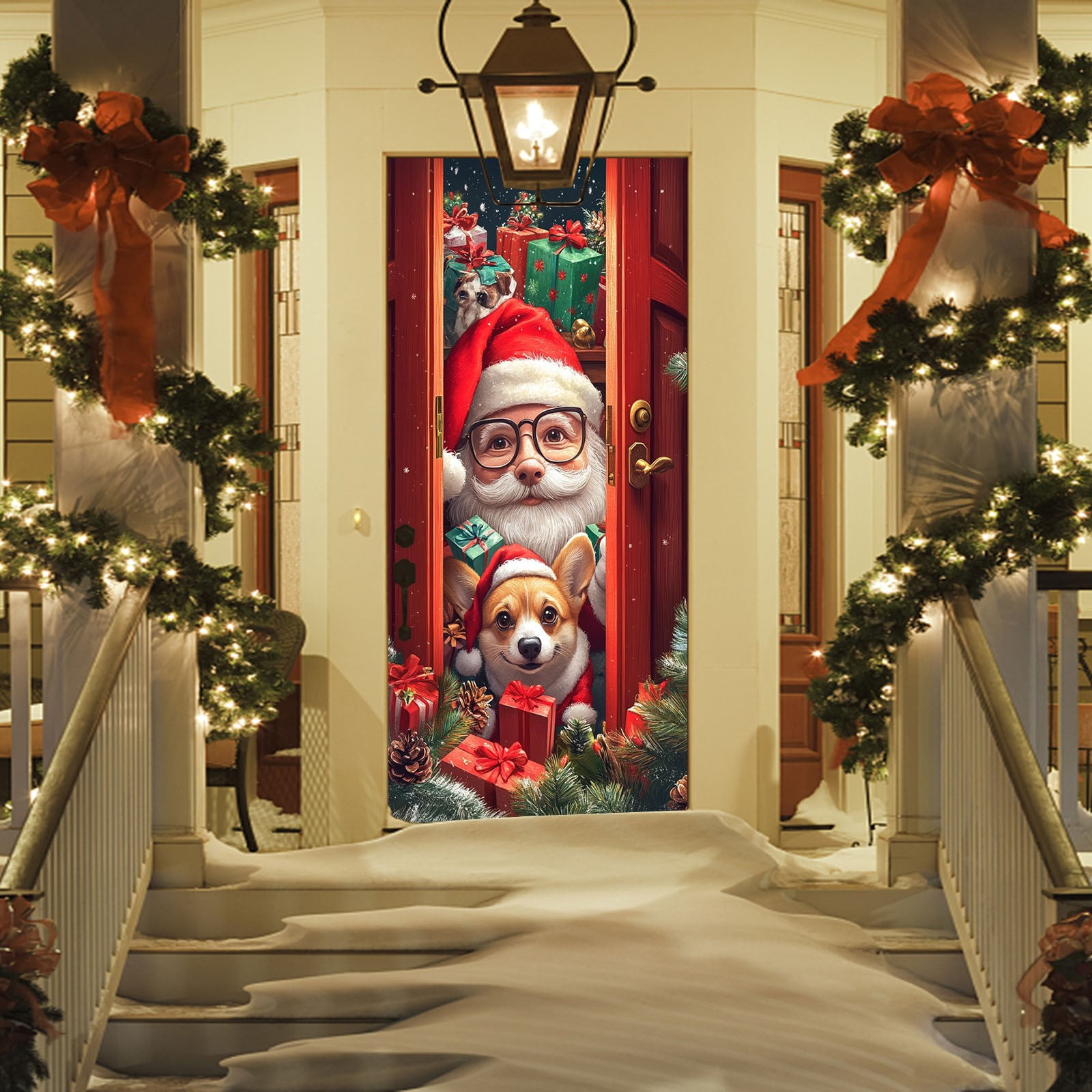 BEGHT Funny Merry Christmas Door Cover Santa Welcome Banner,79 x 35 ...