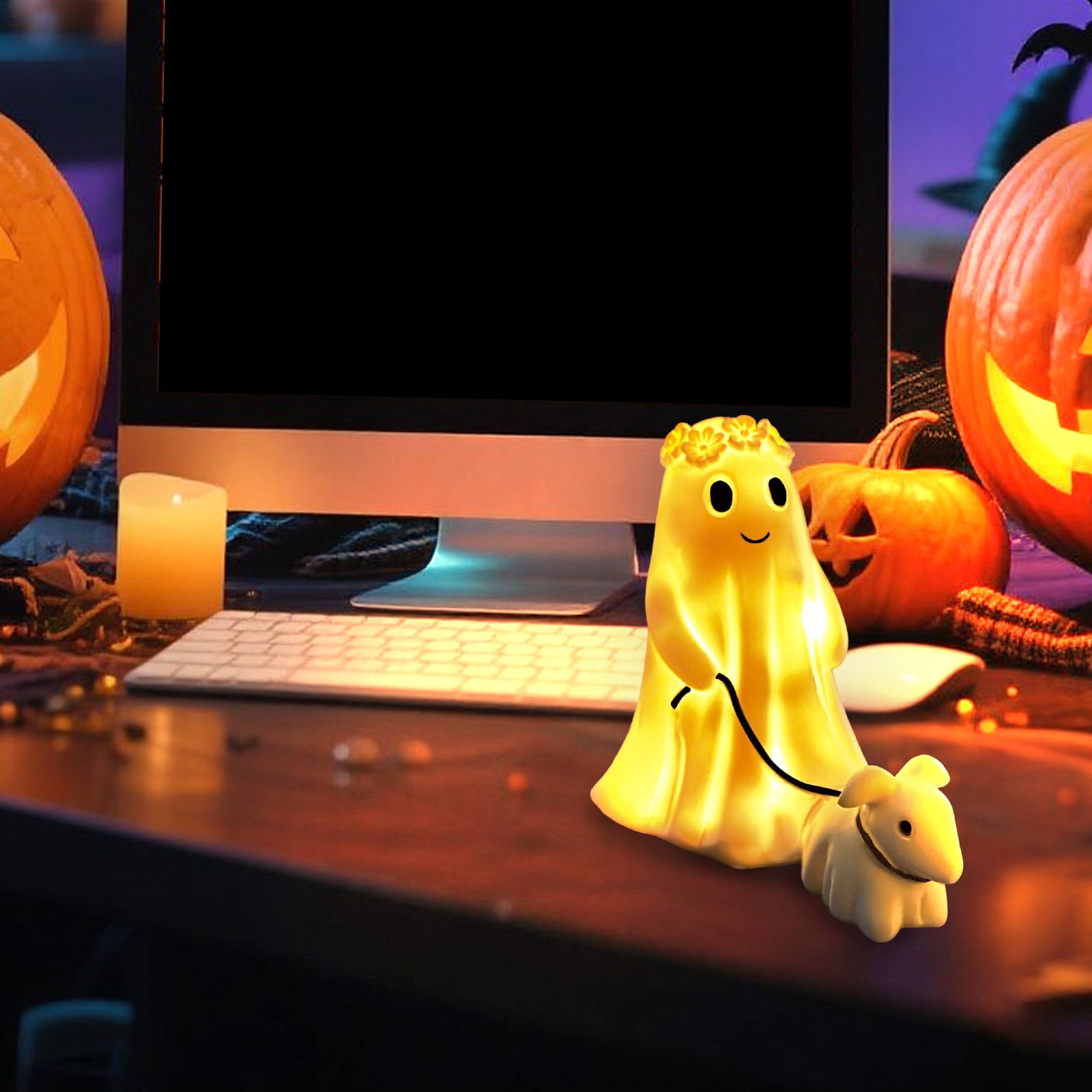 BEGHT Halloween Display Statue Nightlight GhostWalking Dog,Warm Lighted ...