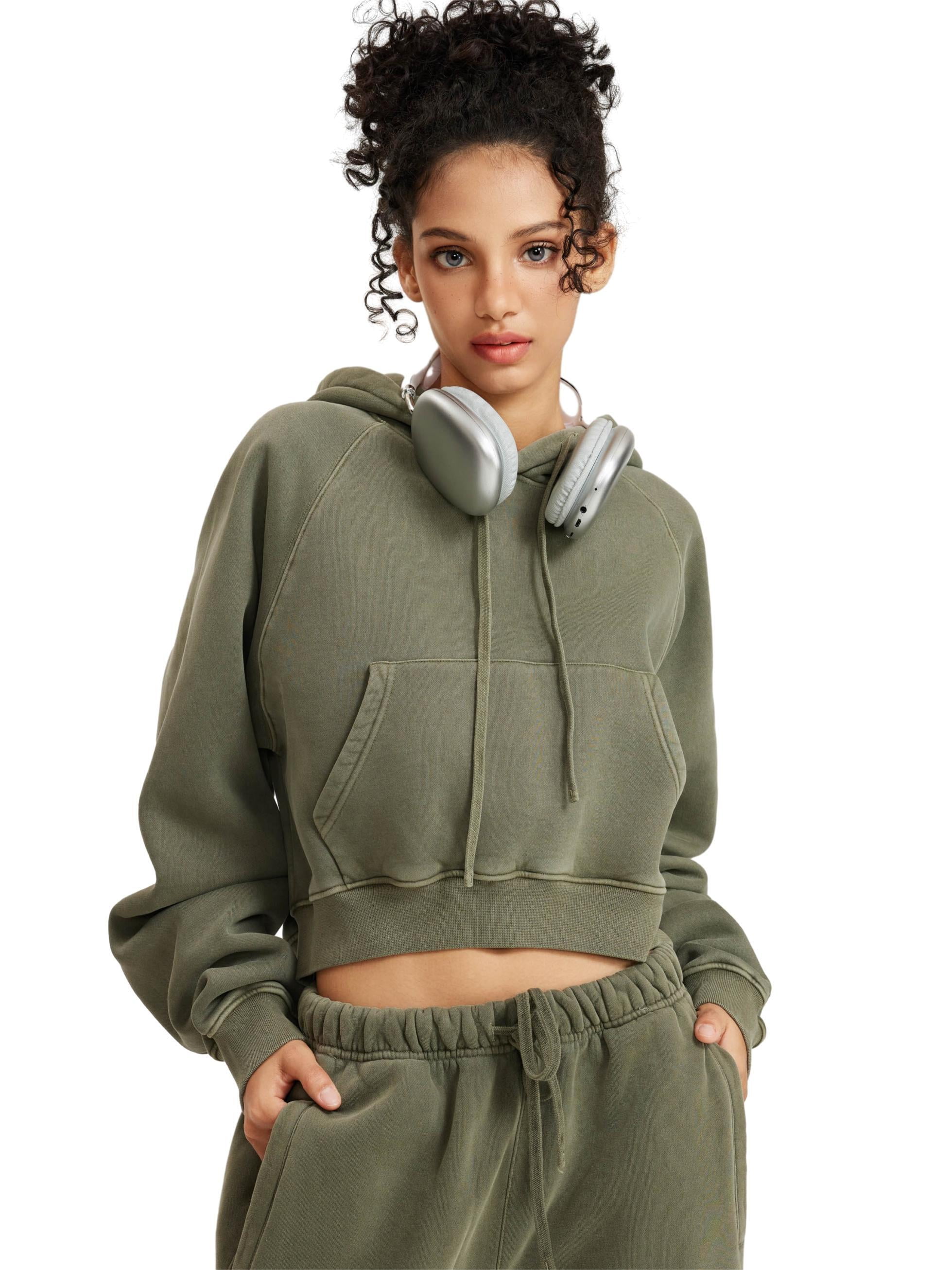 BEGOING Women's Long Sleeve Cropped Hoodies Casual Pullover Hooded ...