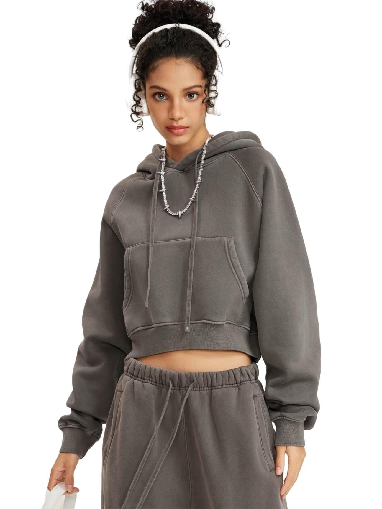 Begoing Womens Long Sleeve Cropped Hoodies Casual Pullover Hooded