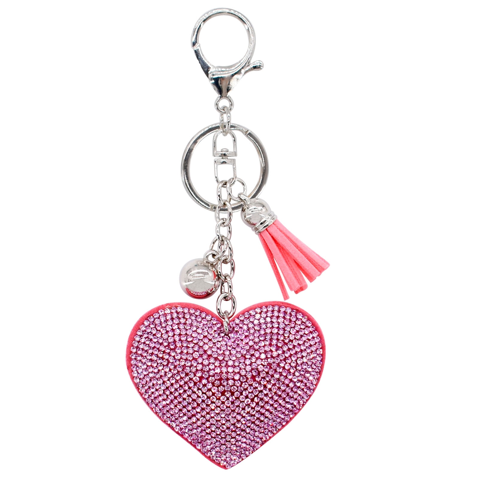 BEGOOD 1Pcs Rhinestone Keychain Heart Tassel Crystal Keyring Car ...