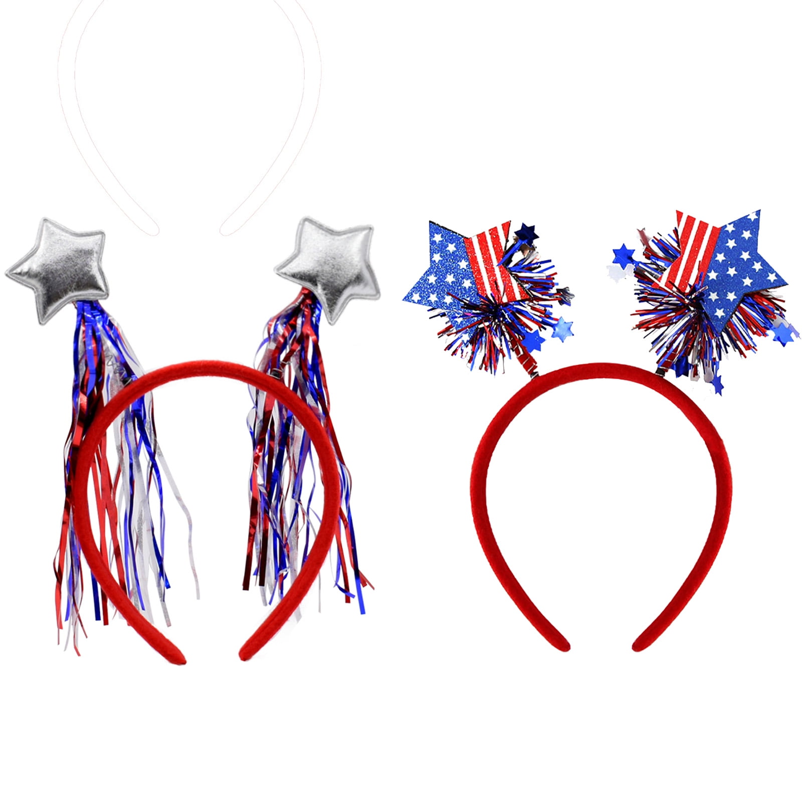 BEGOOD 4th of July Headband,2Pcs Patriotic Head Boppers Hairbands Party ...