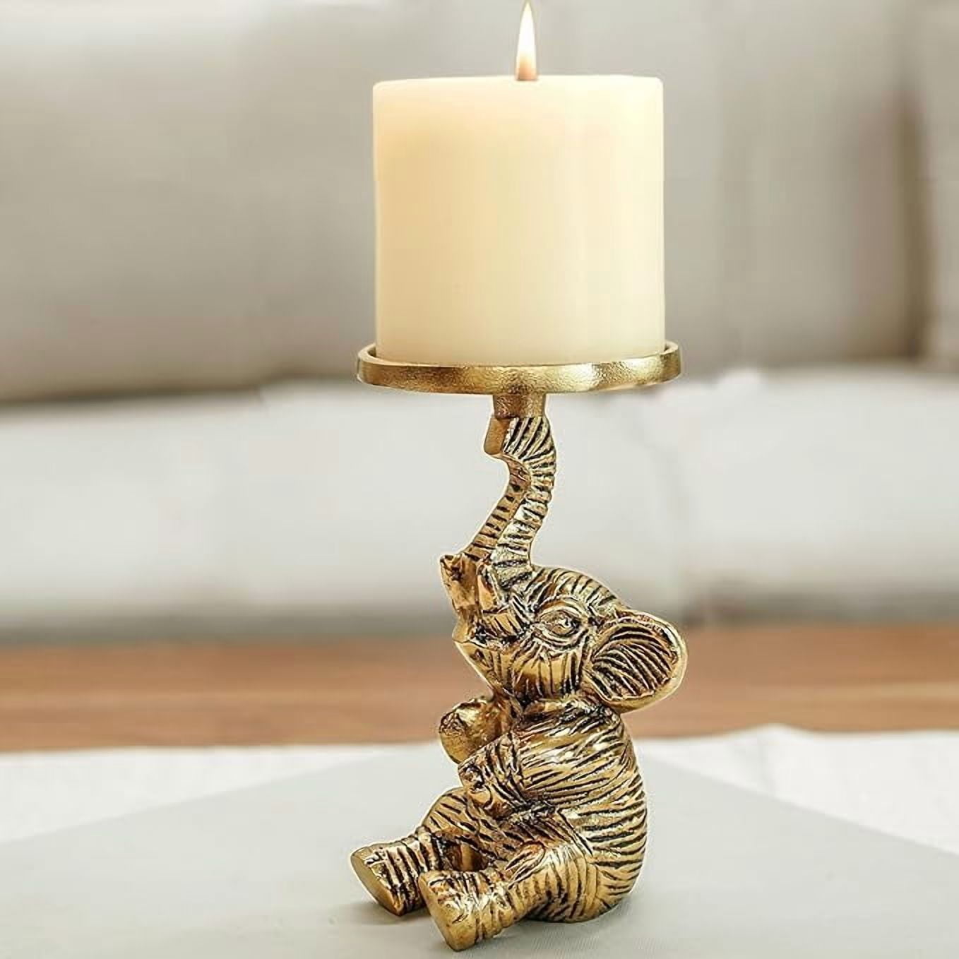 BEHOMA Aluminium Elephant Pillar Candle Holder for Home Decor ...