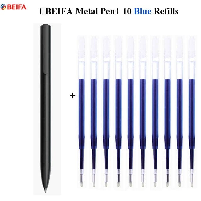 BEIFA Metal Gel Ink Sign Pen Rotating 0.5MM Black Switzerland Refill ...