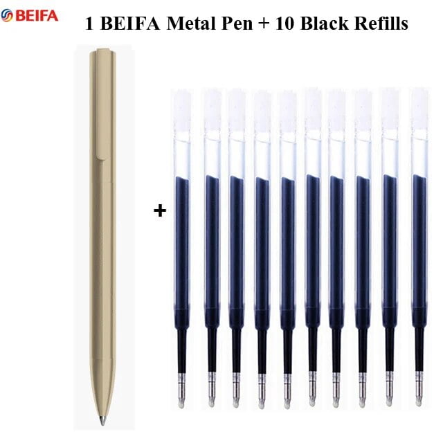 BEIFA Metal Gel Ink Sign Pen Rotating 0.5MM Black Switzerland Refill ...