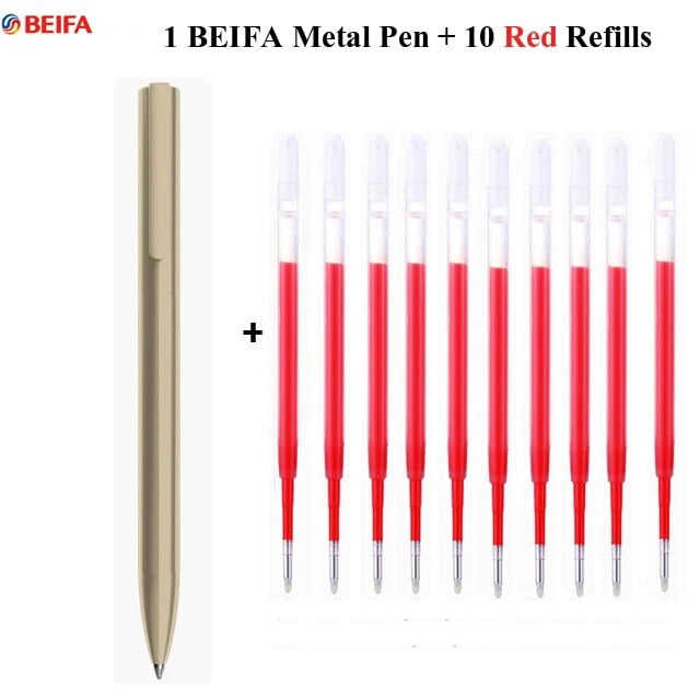BEIFA Metal Gel Ink Sign Pen Rotating 0.5MM Black Switzerland Refill ...