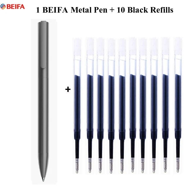 BEIFA Metal Gel Ink Sign Pen Rotating 0.5MM Black Switzerland Refill ...