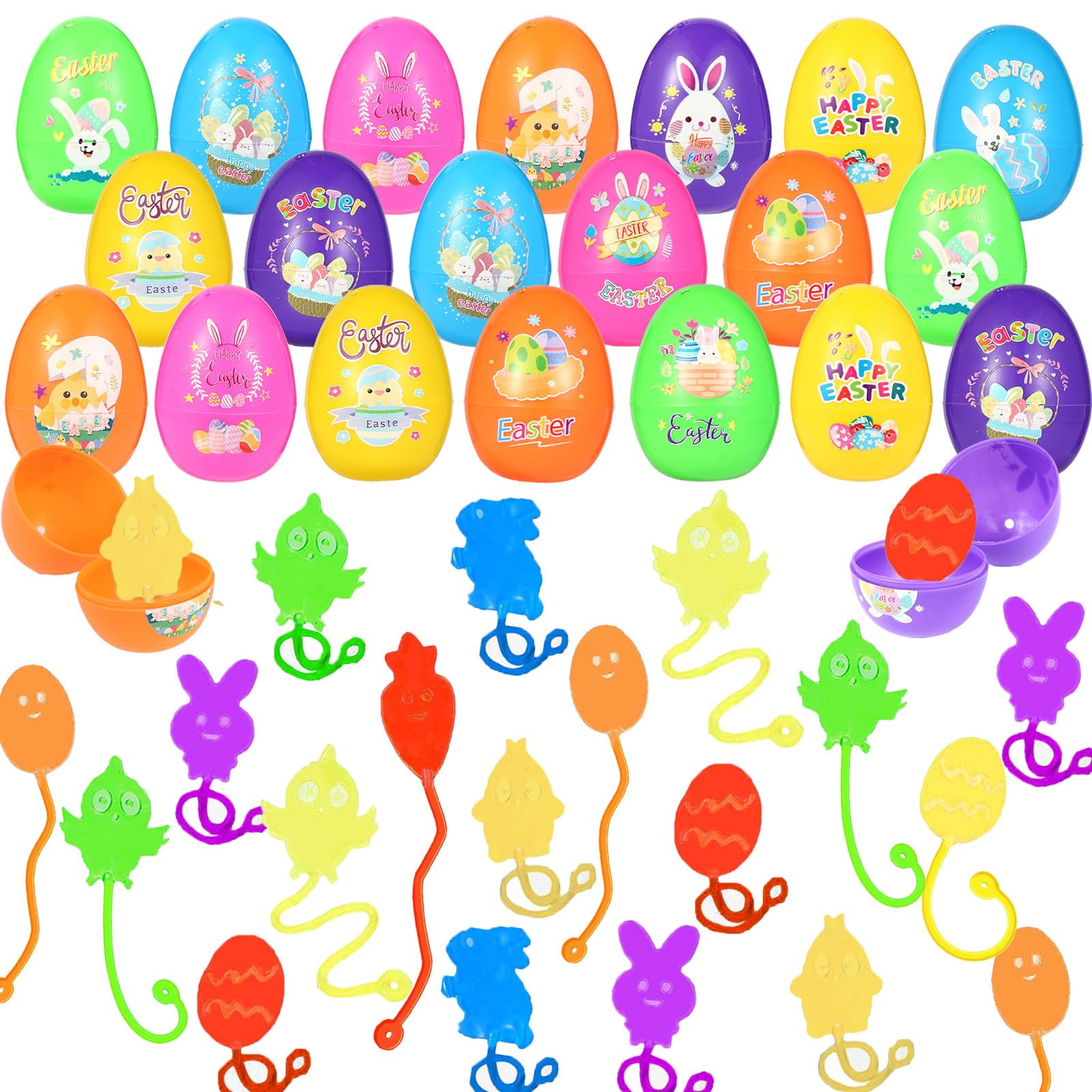 BEIGUO 24pcs PreFilled Easter Eggs with Easter Sticky Hands for Kids ...
