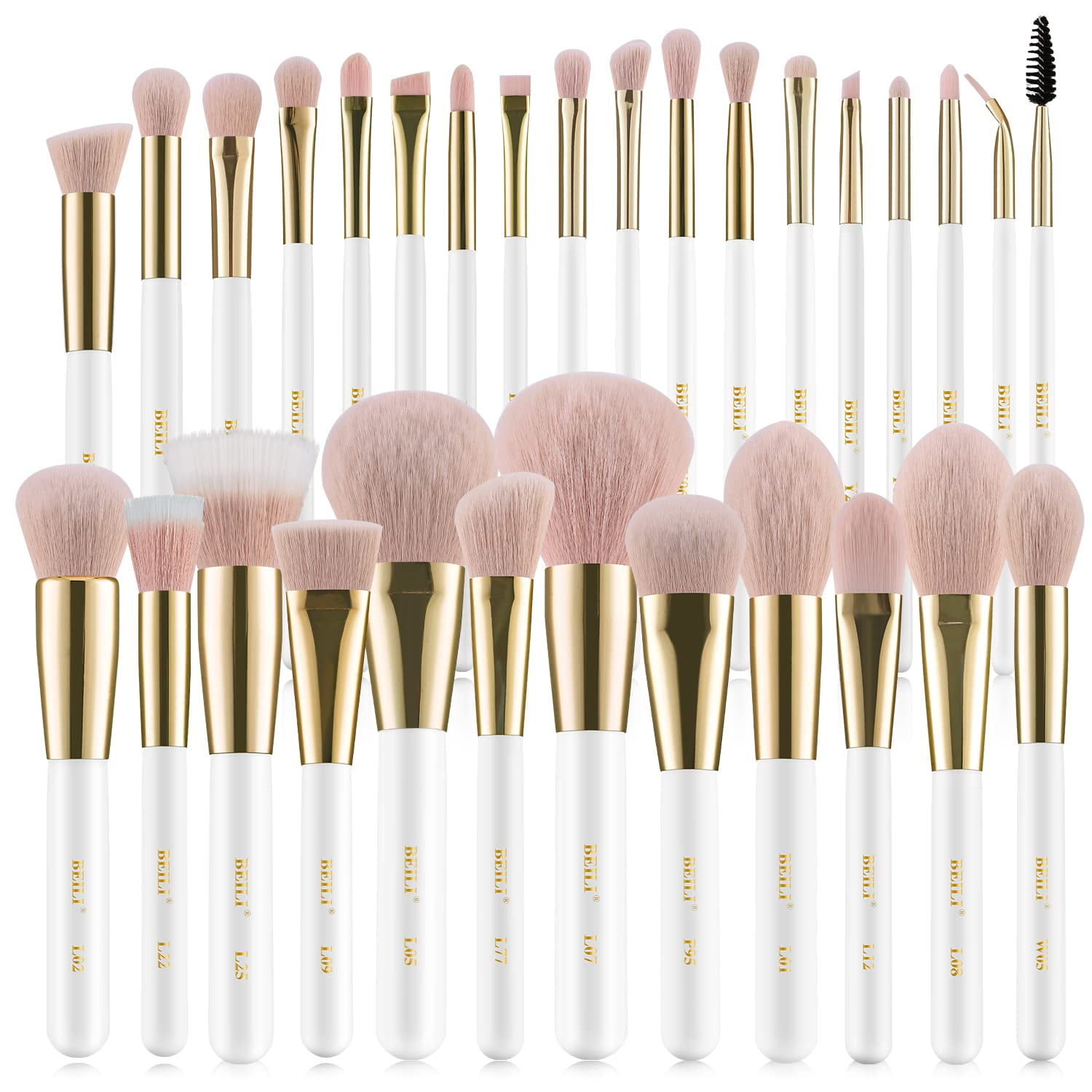 BEILI Makeup Brushes Set 30Pcs Professional Makeup Brush Pink Vegan Synthetic Kabuki Foundation ...