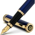 BEILUNER Blue Fountain Pen,Stunning Luxury Pen,24K Gilded Nib(Medium ...