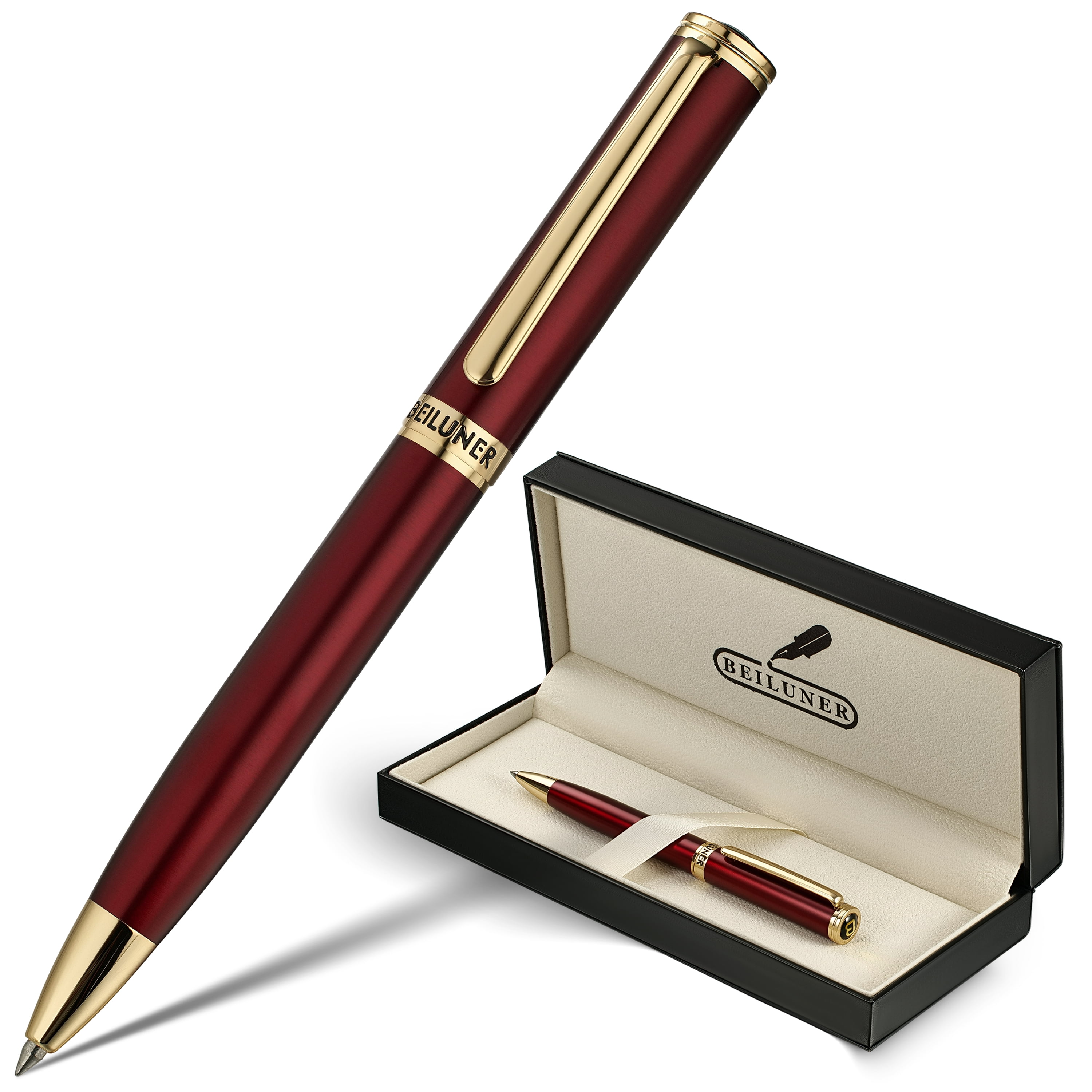 BEILUNER Luxury Gel Pens, Wine Red Pen Barrel with 24K Gold Trim ...