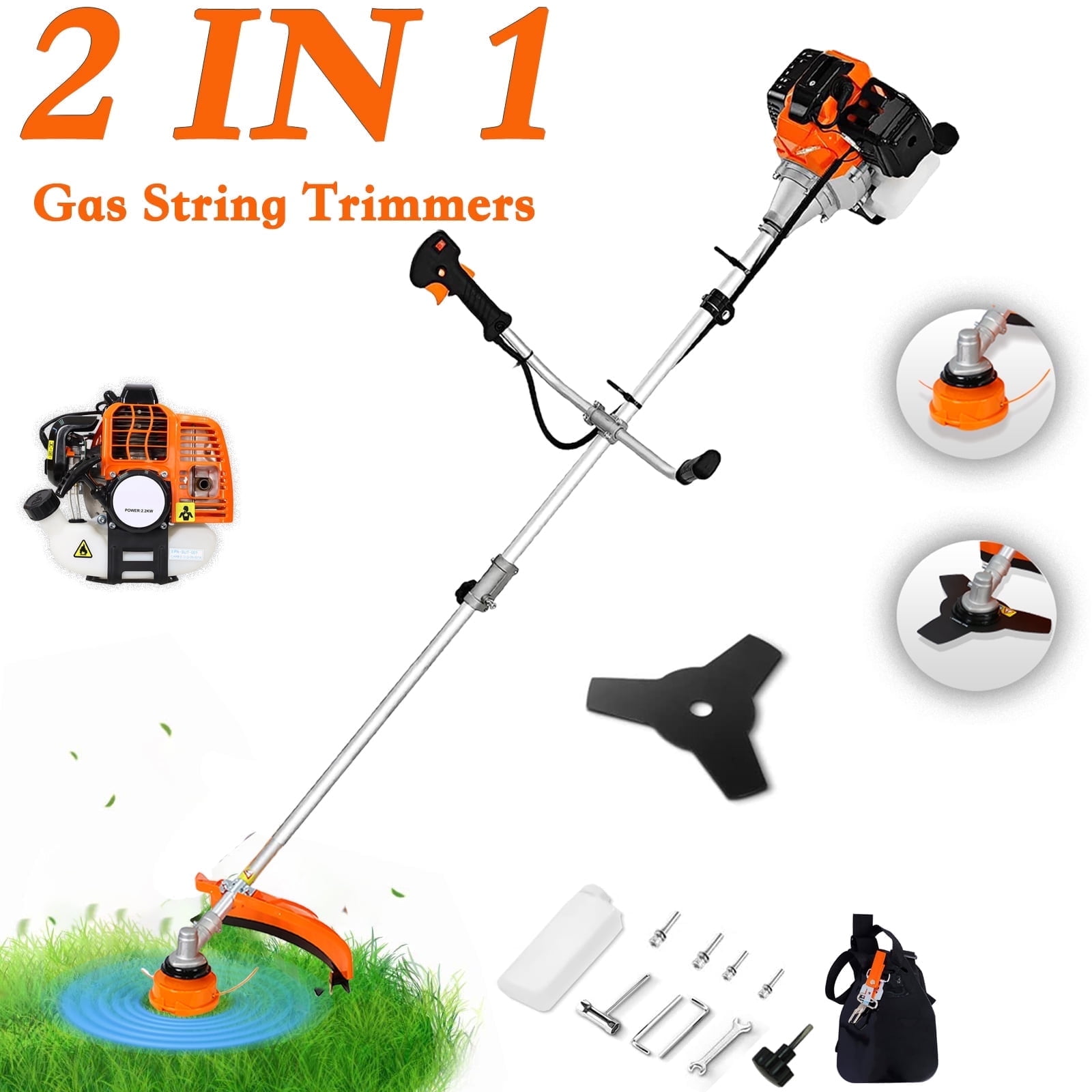 BEIMIMU 2 in 1 String Trimmer,52cc Weed Eater/Wacker Gas Powered with ...