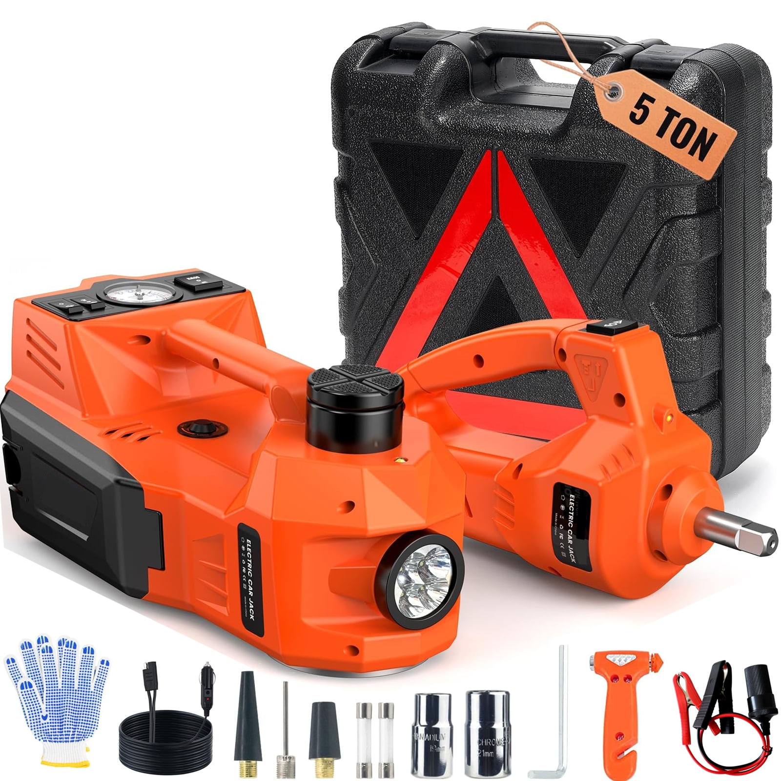 BEIMIMU Electric Hydraulic 5T 12V Car Jack 4 IN 1 Lift Kit - with ...