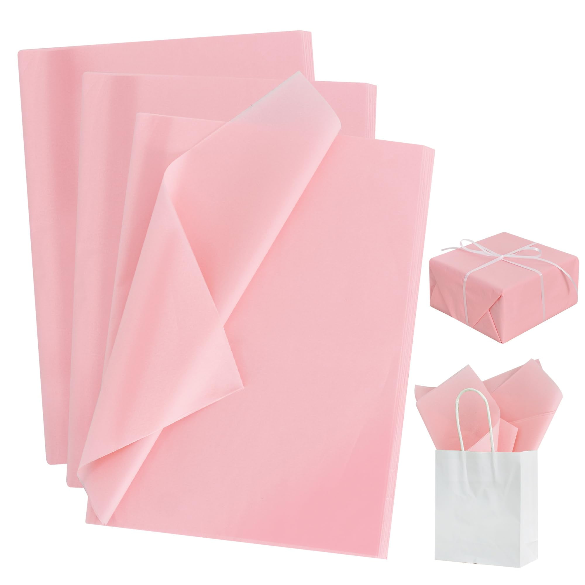 BEISHIDA 100 Sheets Pink DEF29 Tissue Paper Bulk, Wrapping Tissue Paper ...