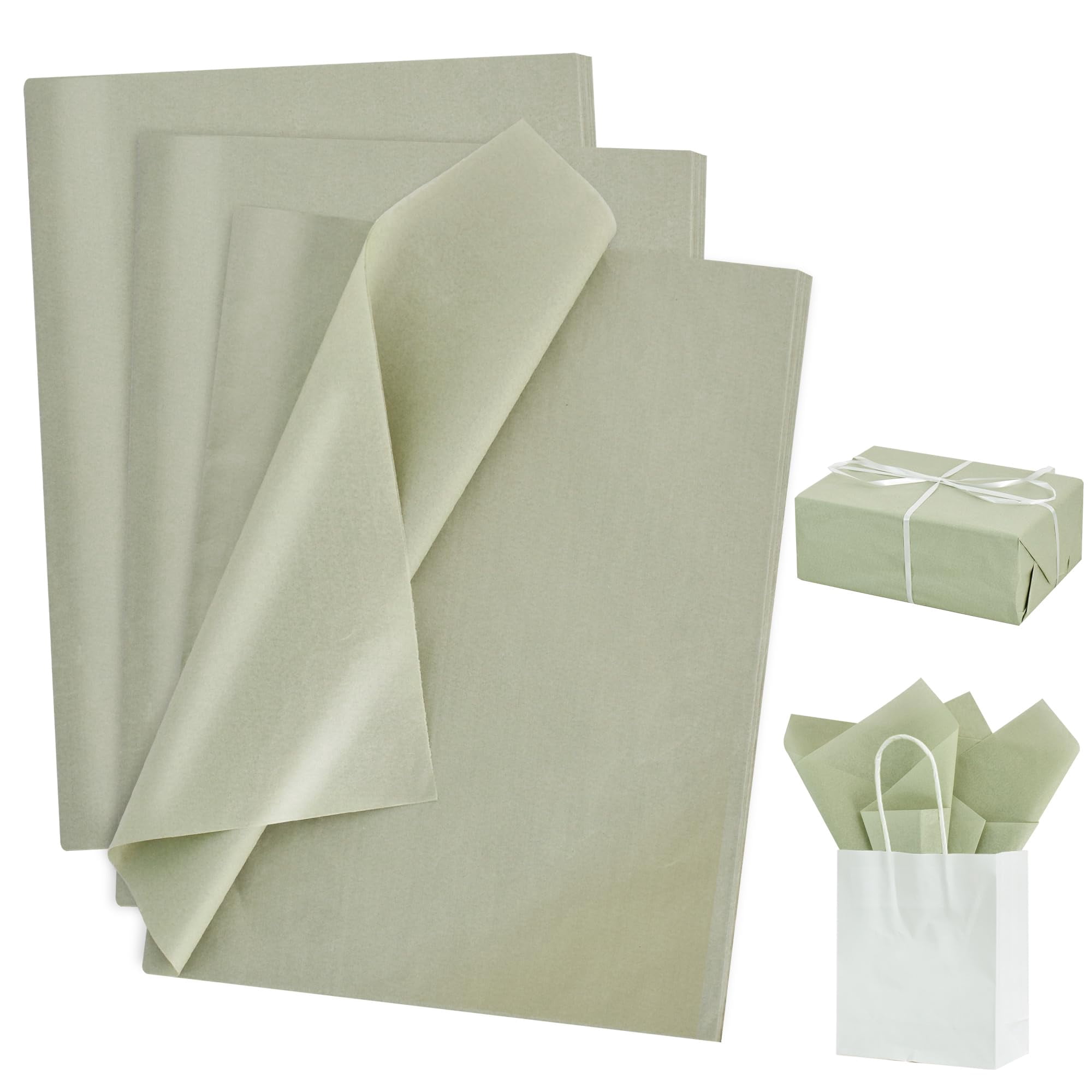 BEISHIDA 100 Sheets Sage BDF32 Green Tissue Paper Bulk, Wrapping Tissue ...