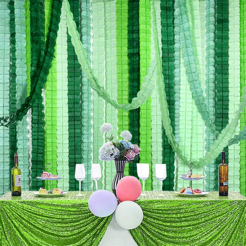 BEISHIDA 12PCS Four Leaf Clover Paper Garland 120ft Green Theme Party ...
