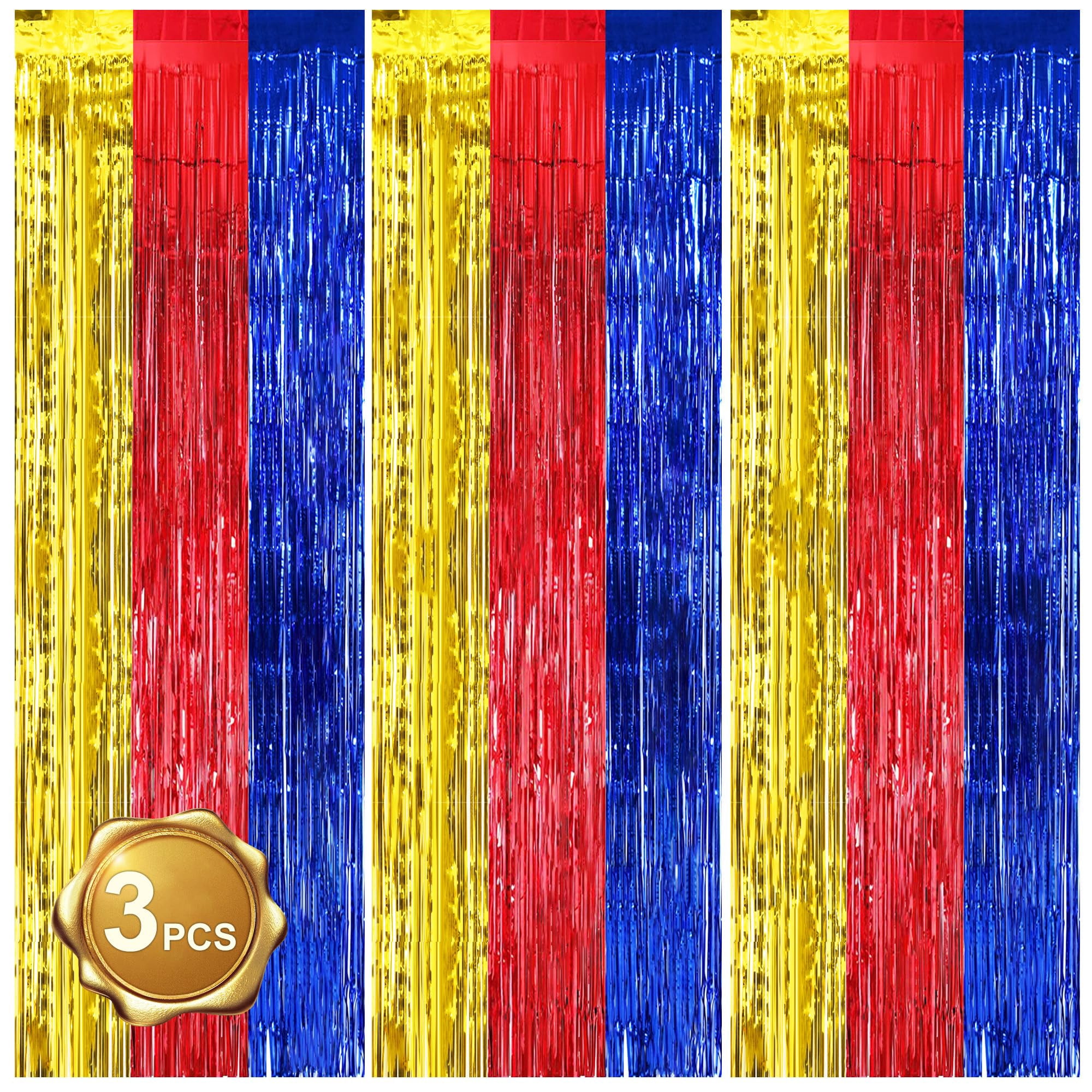 BEISHIDA 3 Pcs Red Blue Gold AIS1 Door Streamers Curtain Birthday Party ...