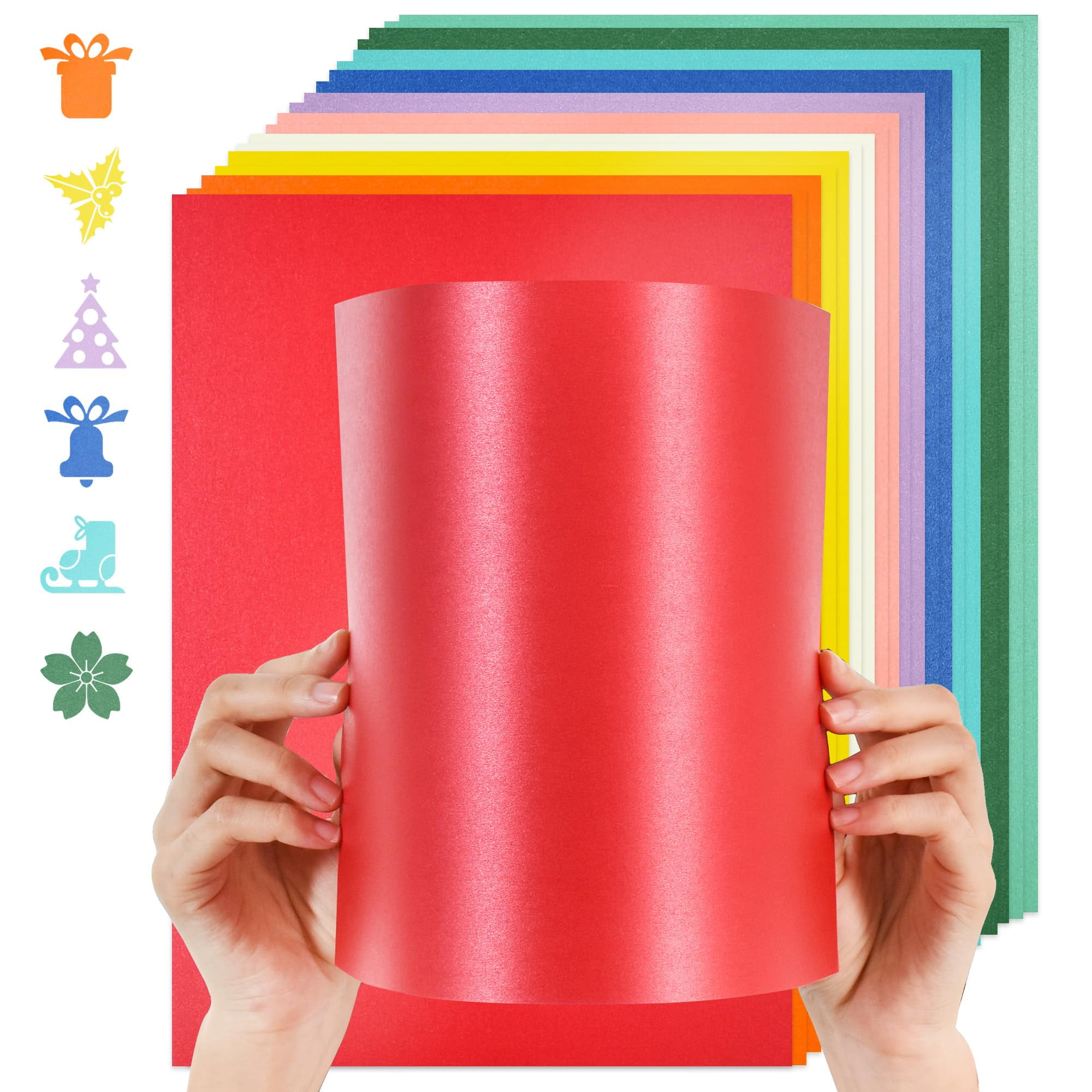 BEISHIDA 30 Sheets Colored Cardstock Paper, BSL1 A4 Shimmer 10 Colors ...