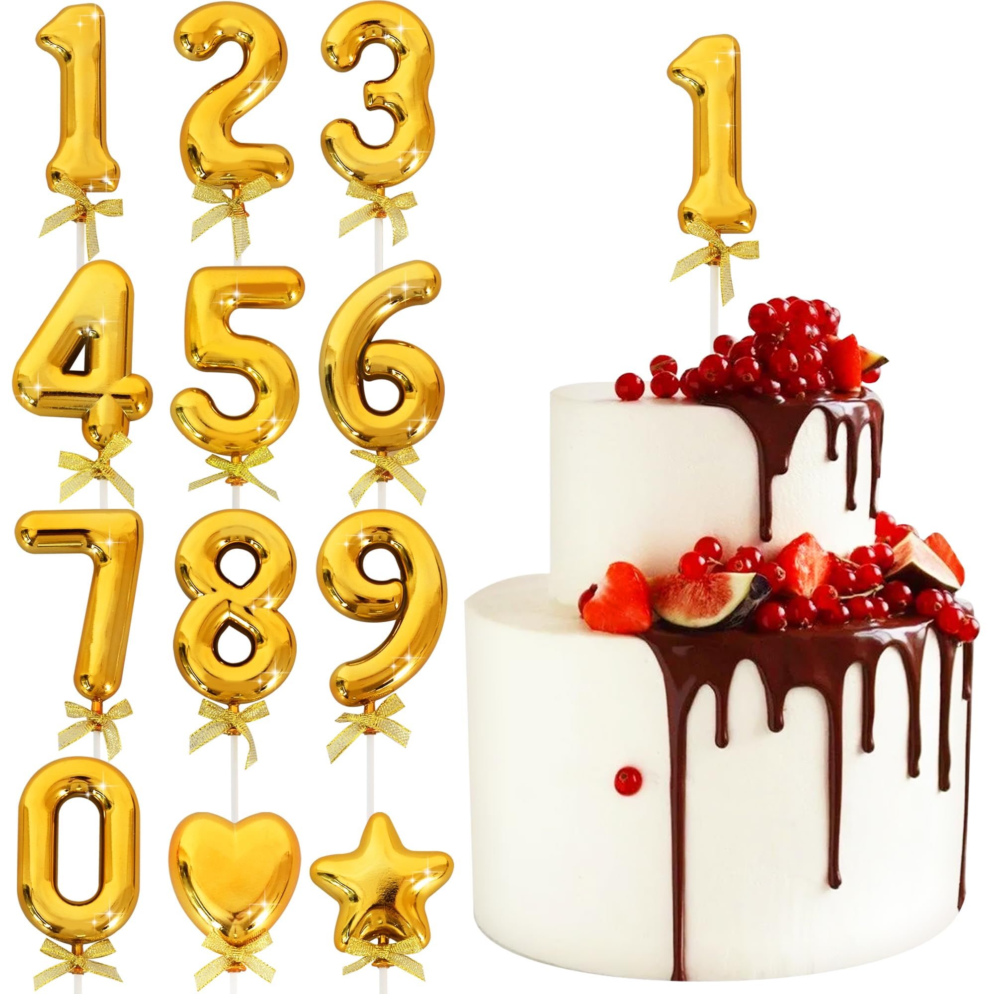 BEISHIDA 3D Number Cake Topper Gold 1 MDH1Numbers Happy Birthday Cake ...