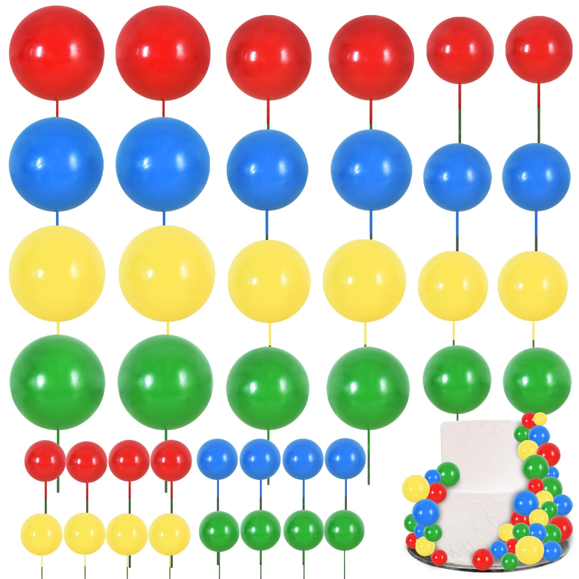 BEISHIDA 40 Pcs PresNok Mini Balls Cake Toppers - Foam Balls DIY Cake ...