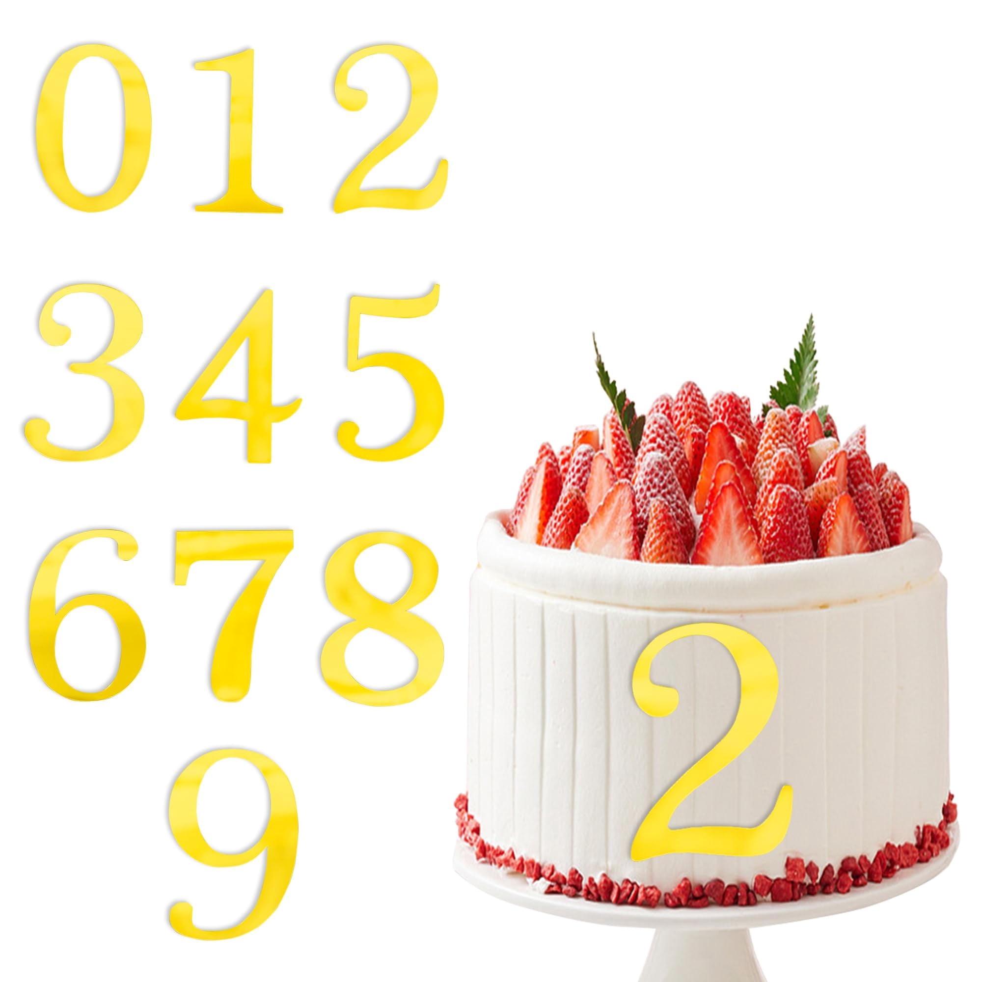BEISHIDA Acrylic Cake Numbers YPF5 Topper 2 Numbers Happy Birthday Cake ...