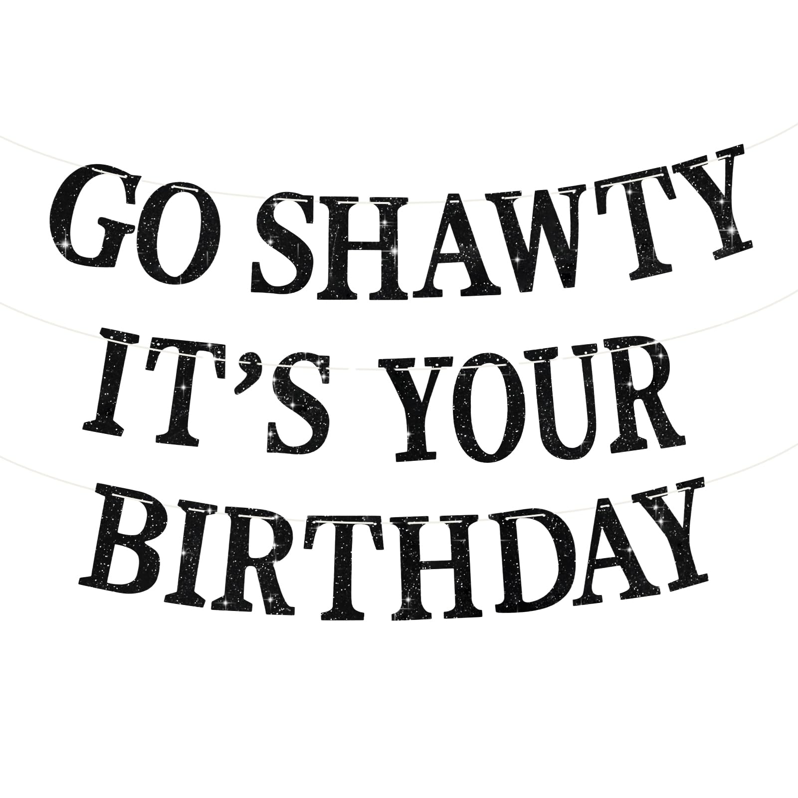BEISHIDA Black Go Shawty It's Your BSL1 Birthday Banner - NO DIY - Hip Hop Theme Glitter Happy ...