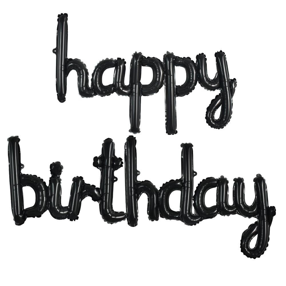 BEISHIDA Black Happy Birthday Balloons Banner 16 Inch Mylar Foil ...