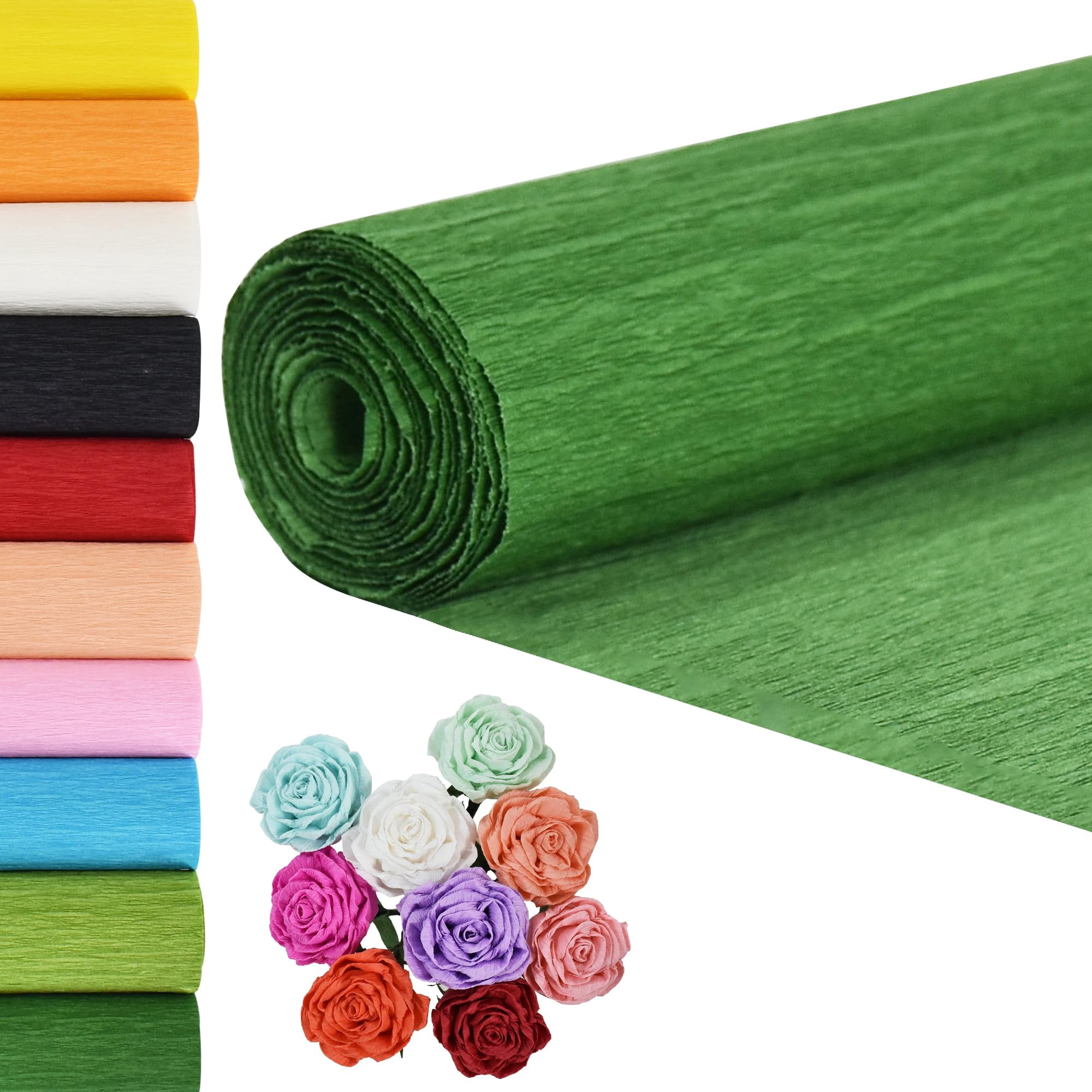 BEISHIDA Dark Green Crepe JKF25 Paper Roll, 9.8 Inch Wide 8ft Long ...