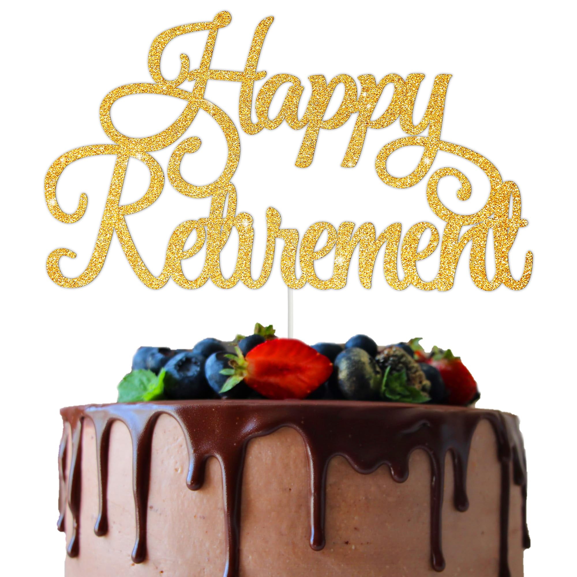 BEISHIDA Happy Retirement SSF20 Topper Gold Glitter Decoration ...