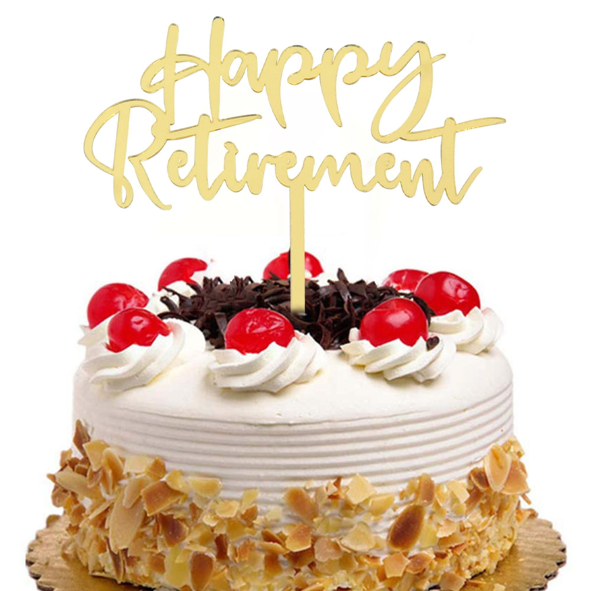 BEISHIDA Happy RetirmentTRDN Cake Topper Gold Cake Decoration ...