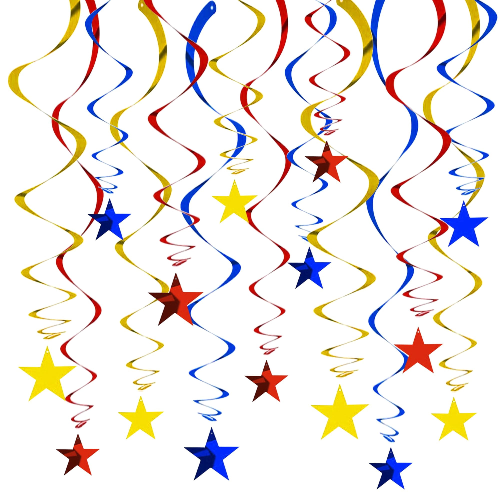 BEISHIDA Red BlueEGSC Gold Star Hanging Swirl Decorations, Birthday ...