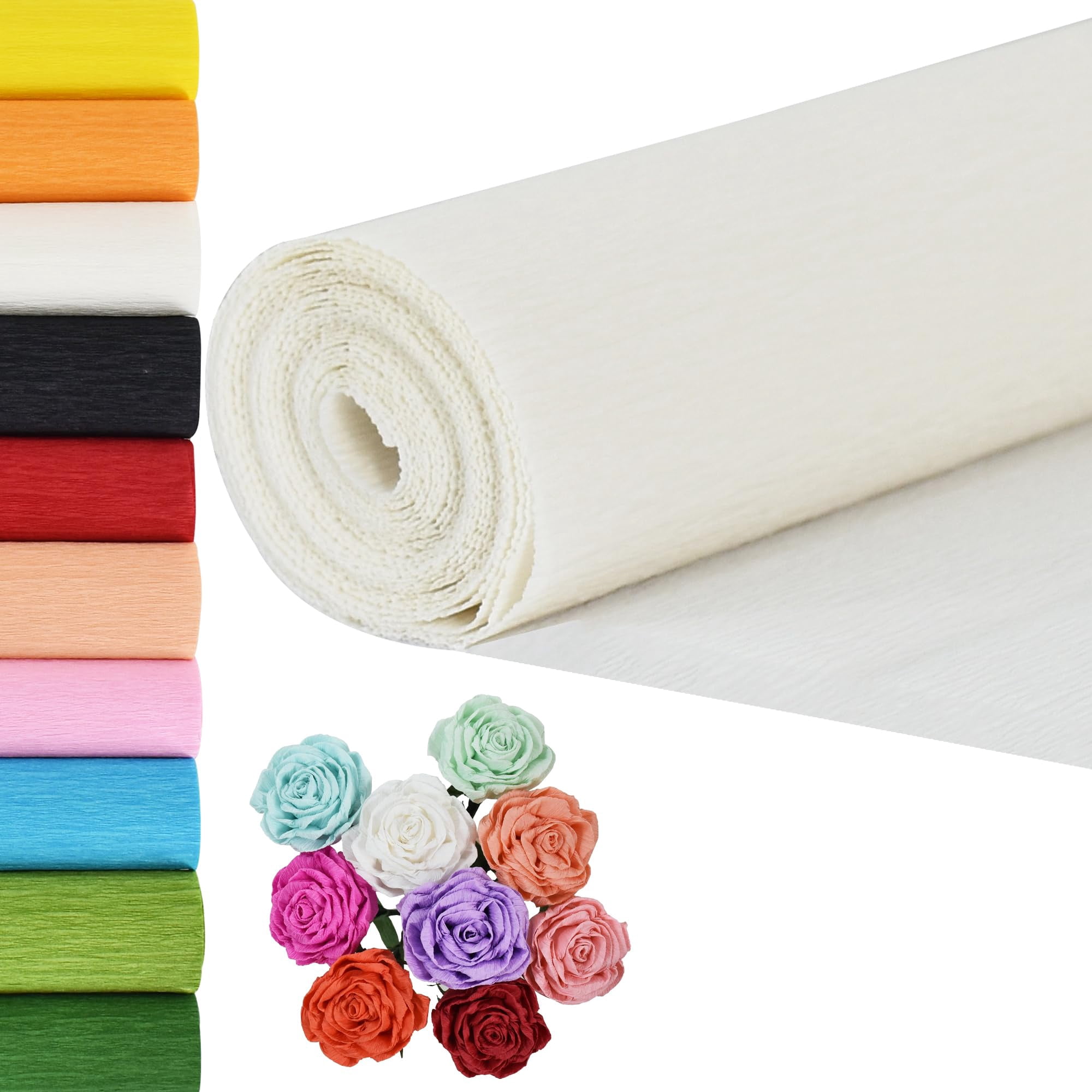 BEISHIDA White Crepe Paper JKF25 Roll, 9.8 Inch Wide 8ft Long Crepe ...