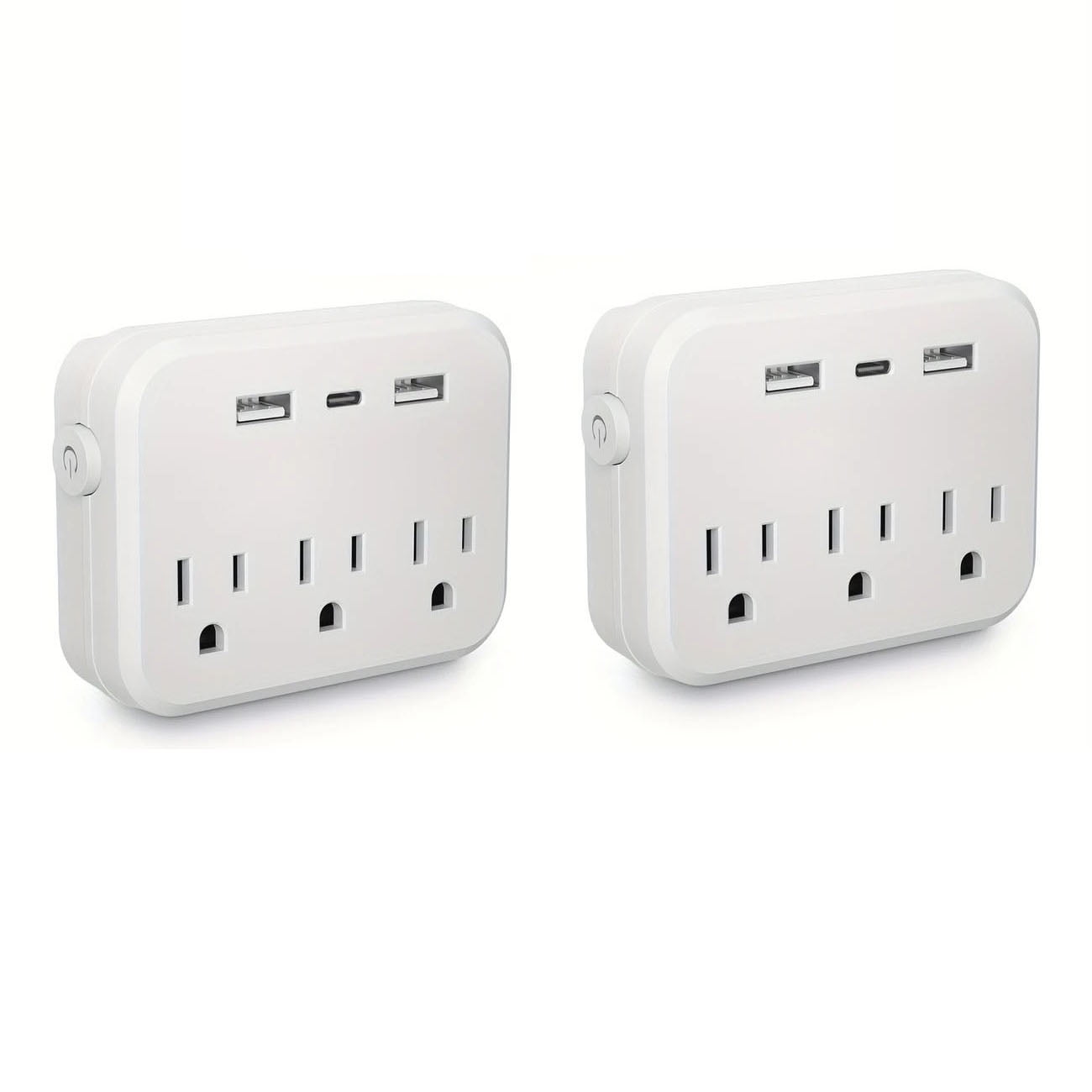 BEISHINK 2Pack Socket Extender, 3 Sockets and 3 USB Ports (1 USB C ...