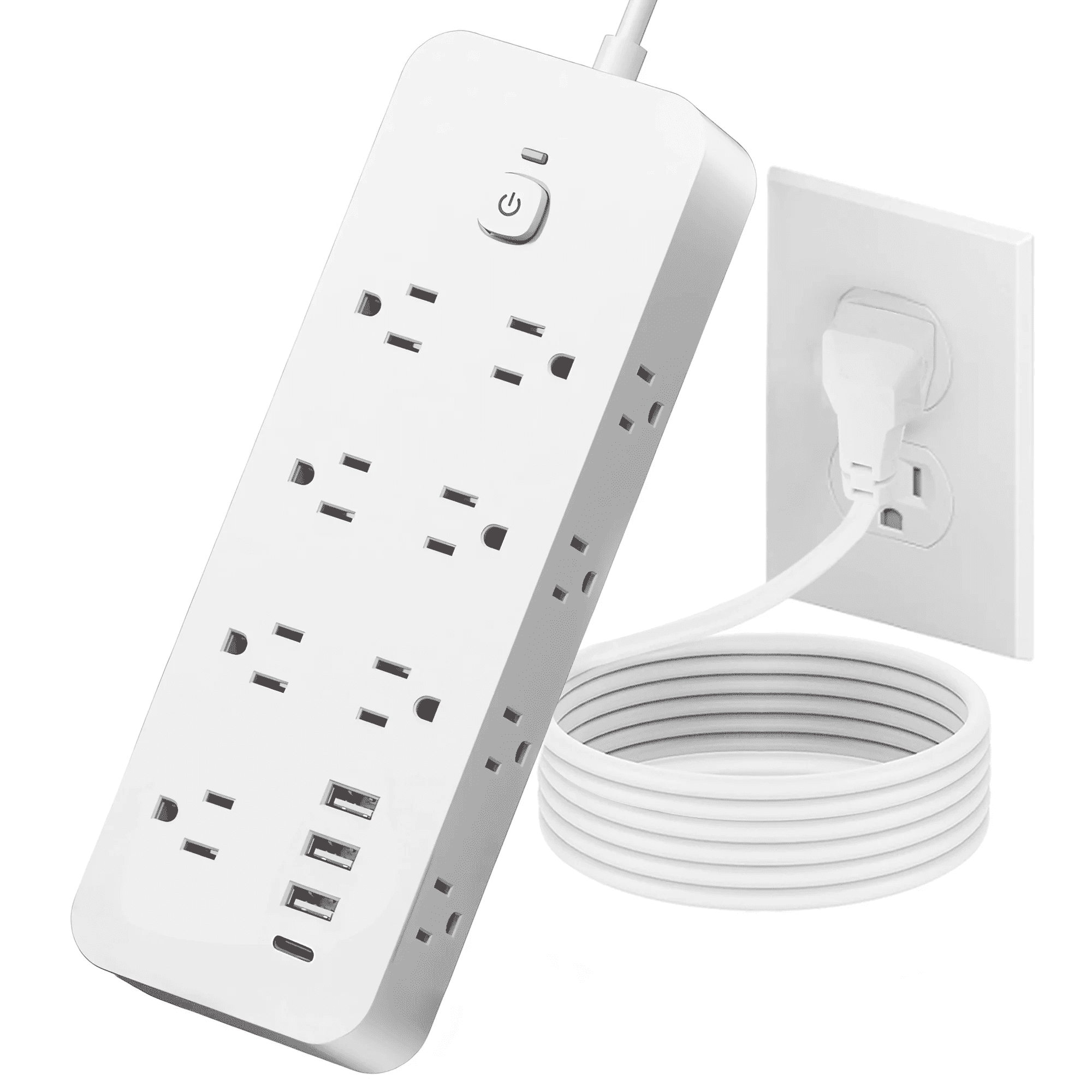 BEISHINK Power Board Surge Protector, Flat Plug Extension Cord of 5 ...