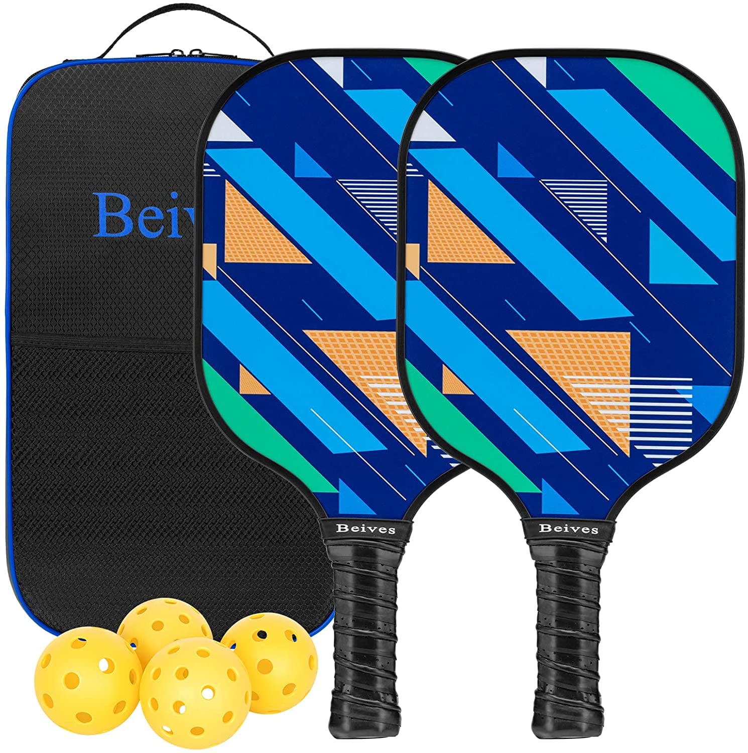 BEIVES Lightweight 7.9oz Pickleball Paddles Set, Carbon Fiber Graphite ...