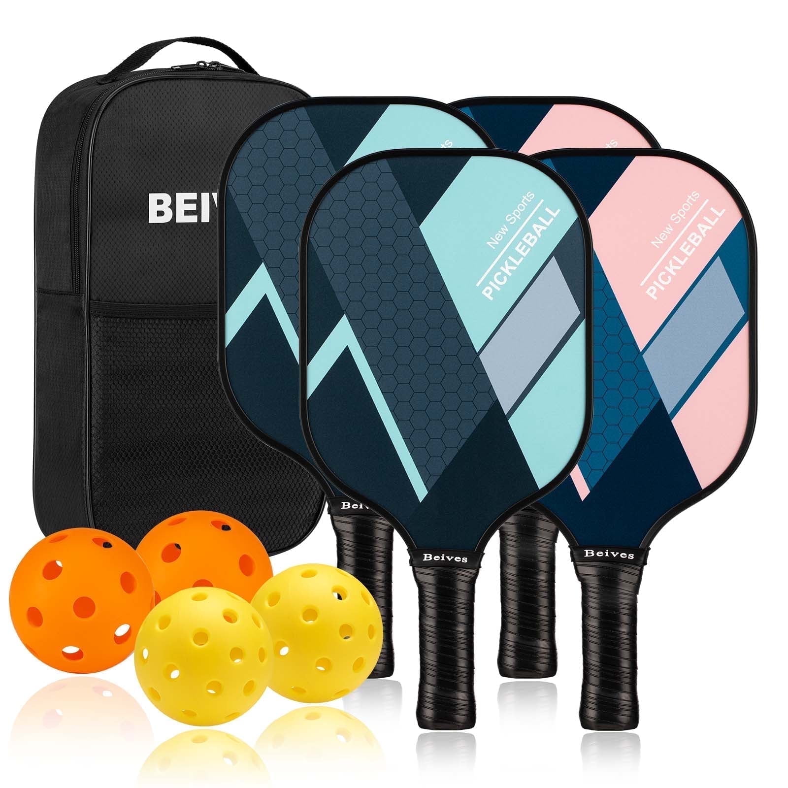 BEIVES Portable Outdoor Pickleball Paddles Set, 4 Lightweight 7.9oz ...